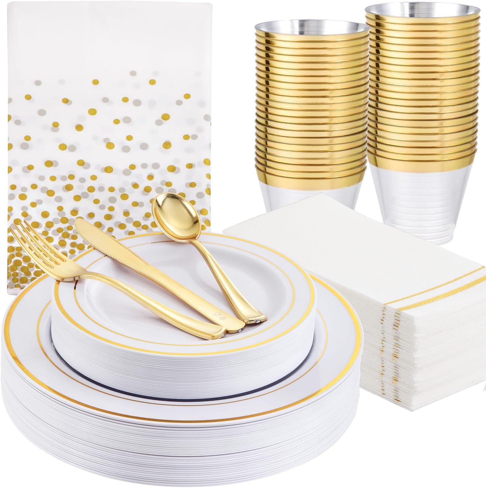Amazon.com: Liacere 350PCS Clear Gold Plastic Plates Clear Plates with ...