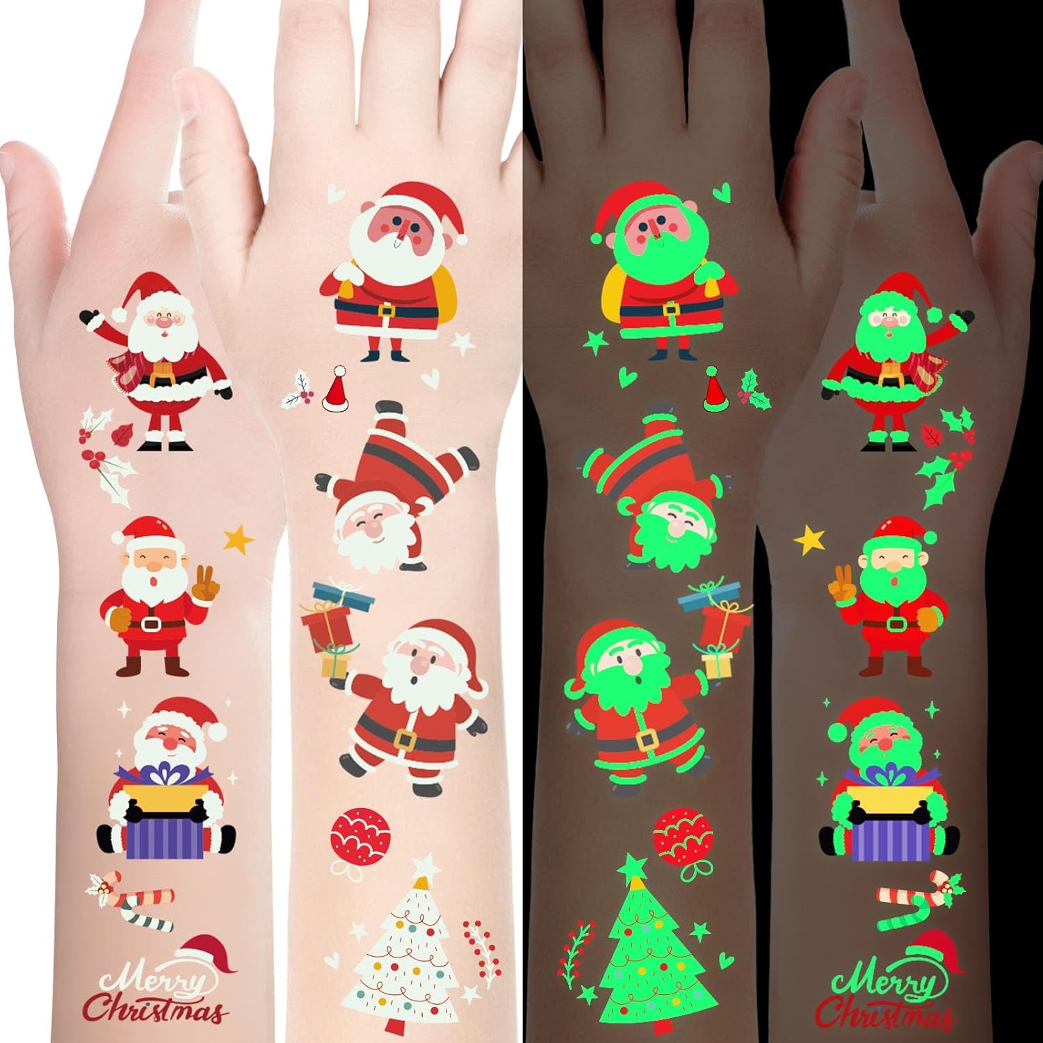 luminous Christmas Temporary Tattoos for Kids - 240 Pieces Bulk ...