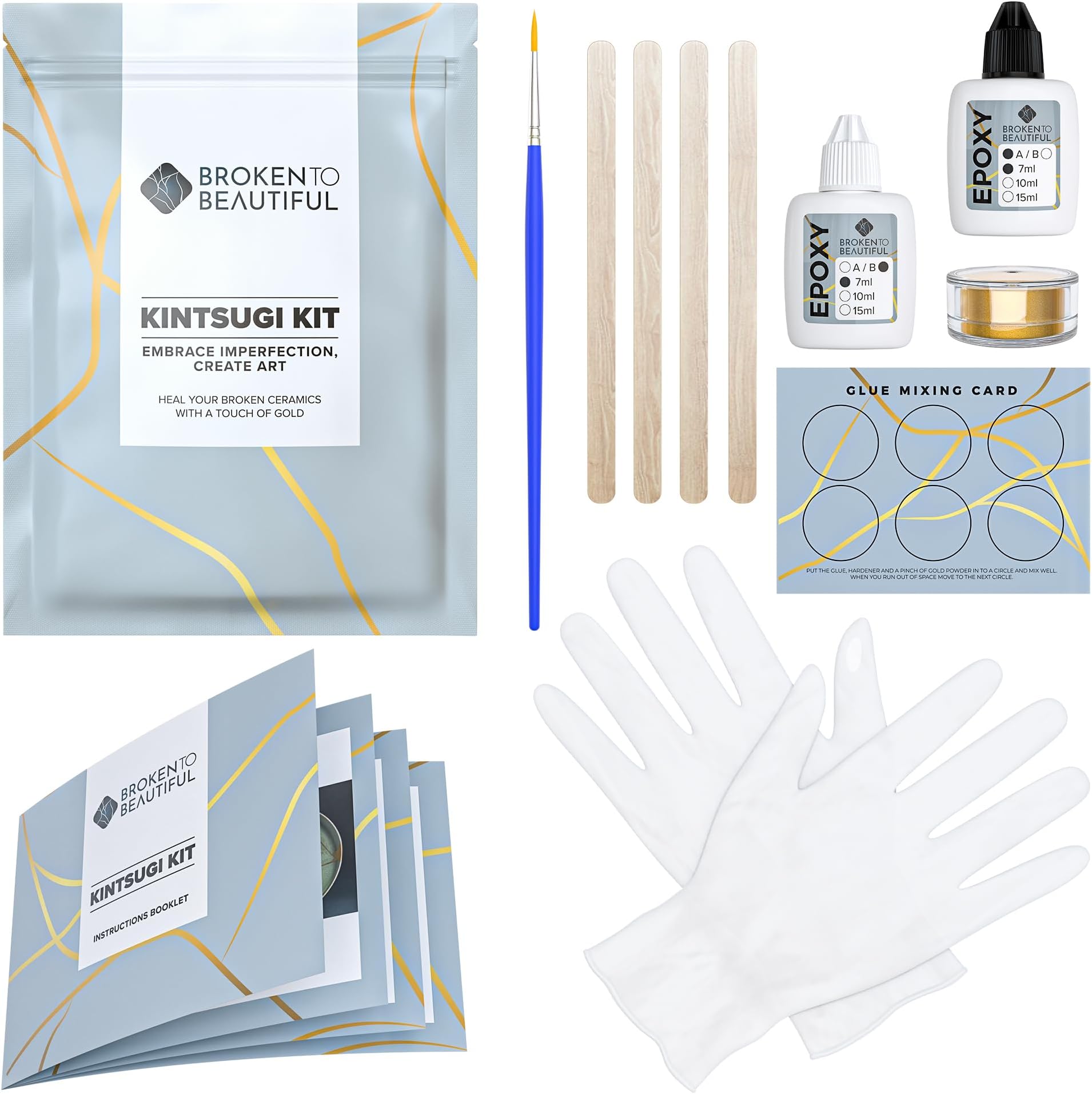 Amazon.com: Laffair Kintsugi Repair Kit – Repair Ceramic Bowls with Kintsugi Kit Gold Powder ...