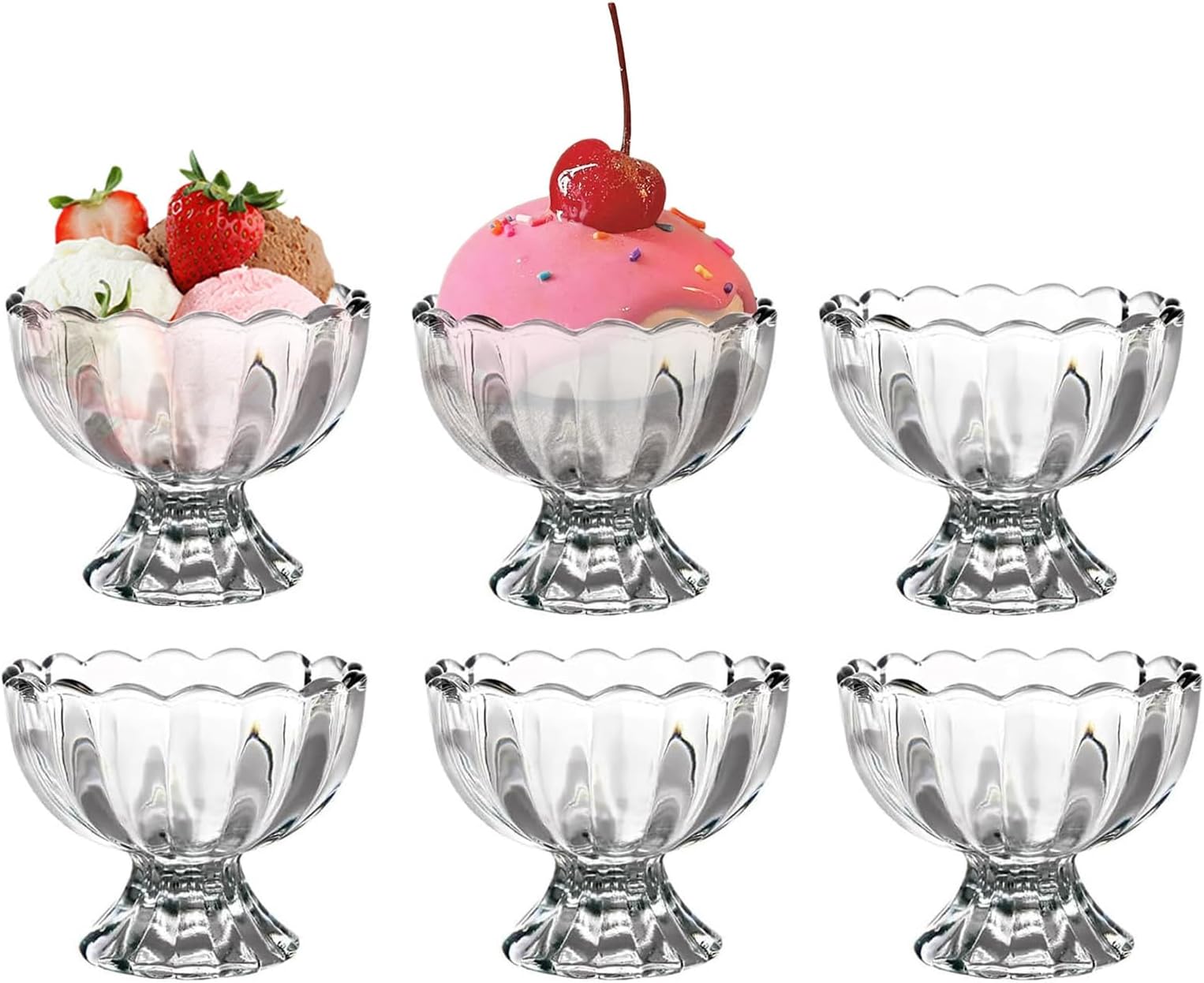 Amazon.com | WHOLE HOUSEWARES | Ice Cream Sundae Glasses Set of 6 ...