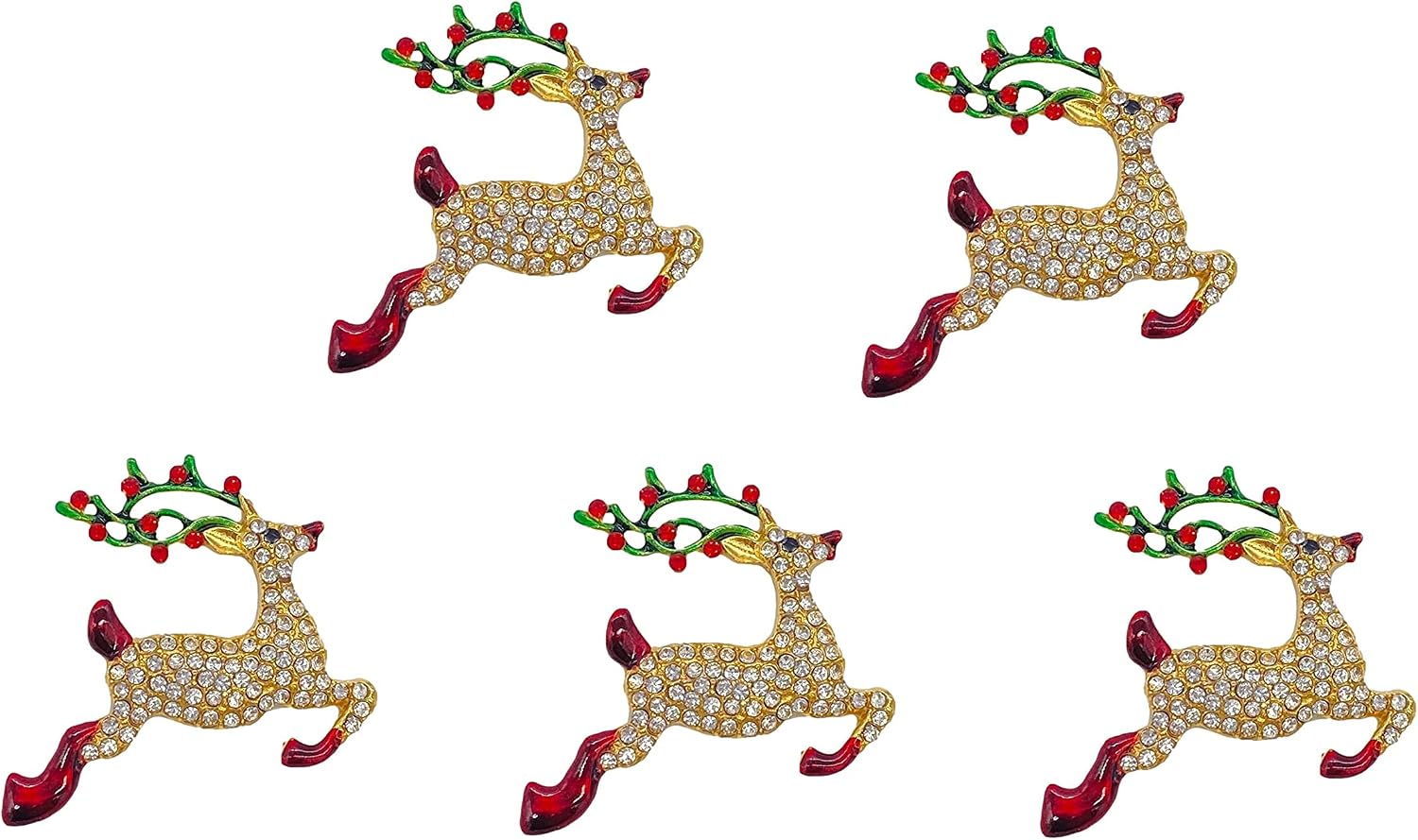 Amazon.com: 5pcs Rhinestone Reindeer Embellishments with Holly Antlers ...