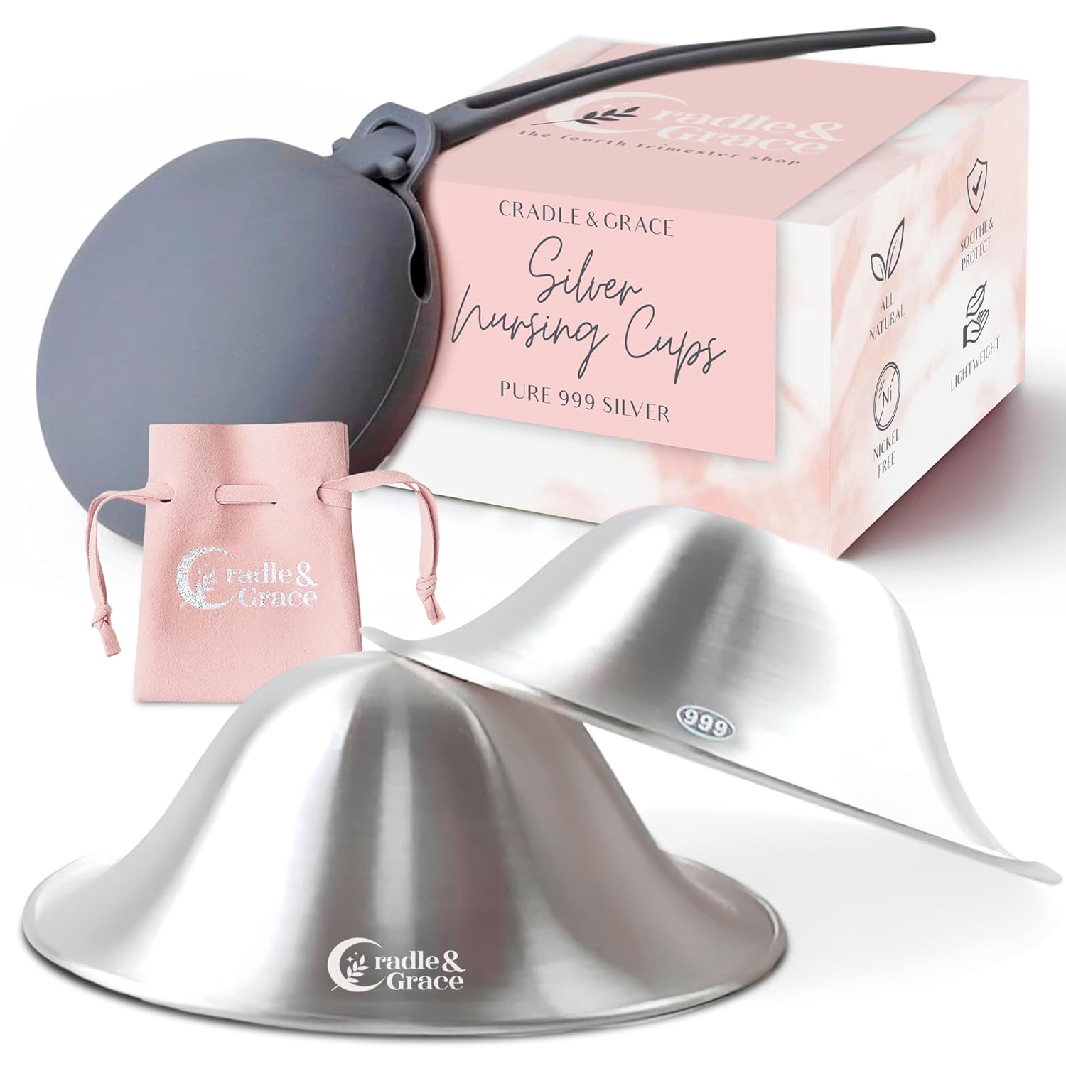 Amazon.com : Cradle & Grace® Pure 999 Silver Nursing Cups for ...