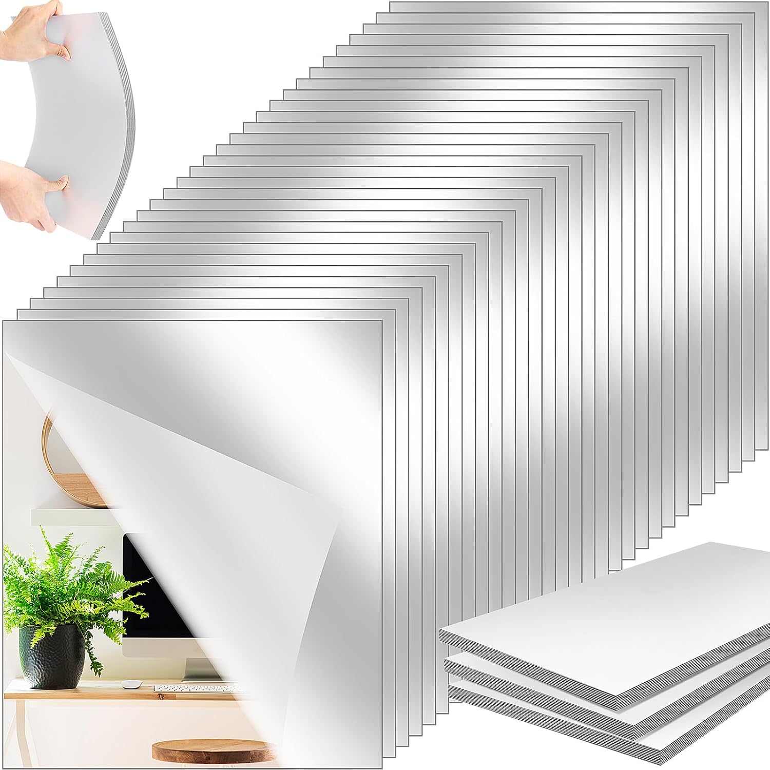 Amazon.com: Queekay 30 Pcs Gym Mirrors Bulk for Home Frameless Acrylic ...