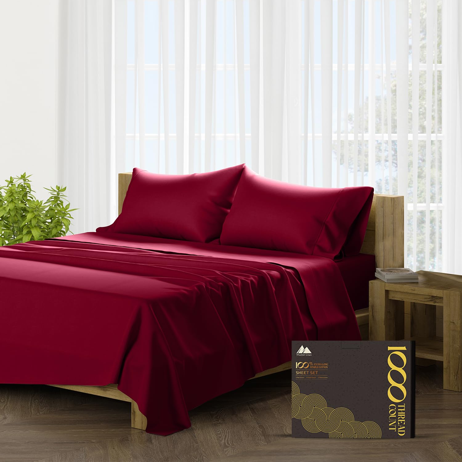 Amazon.com: Mayfair Linen 100% Egyptian Cotton Sheets Queen Size - 1000 ...
