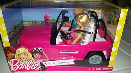 Amazon.com: Barbie Car Beach Cruiser with Barbie Doll in Sundress & Ken ...