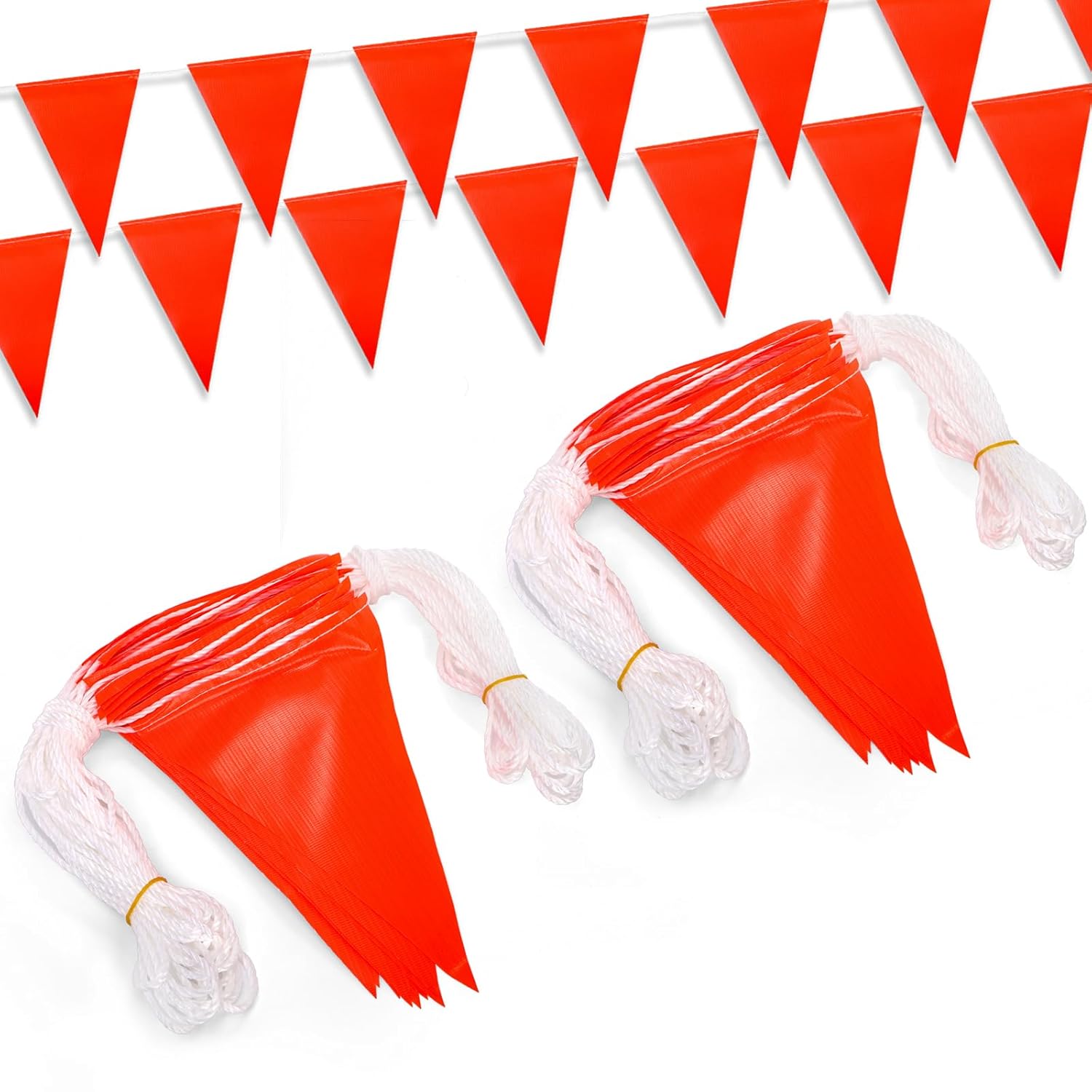 DEAYOU 2 Pack Pennant Safety Flags, 100ft Fluorescent Orange Perimeter ...