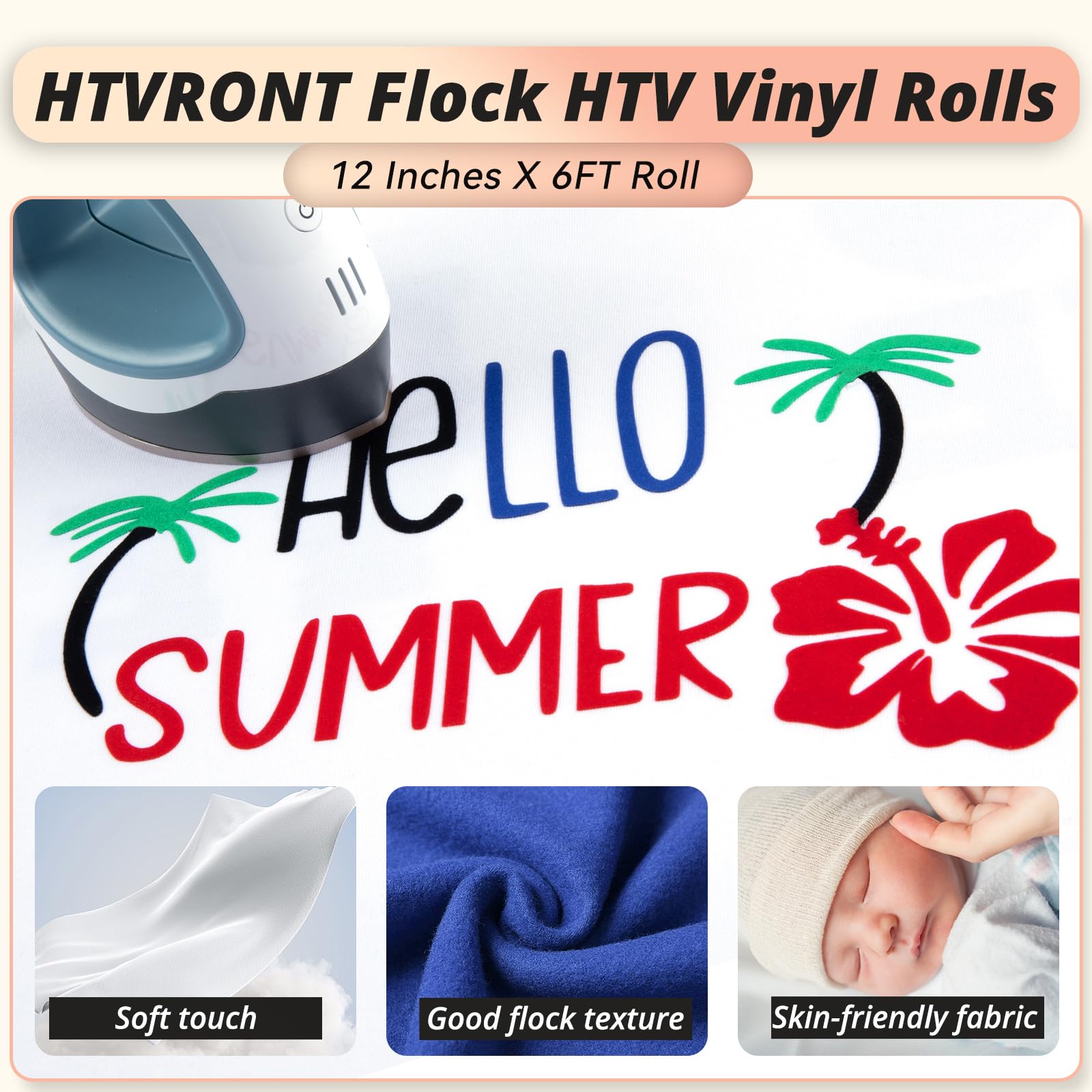 Snapklik.com : HTVRONT Green Flocked HTV Vinyl -12" X 6FT Flock Vinyl ...
