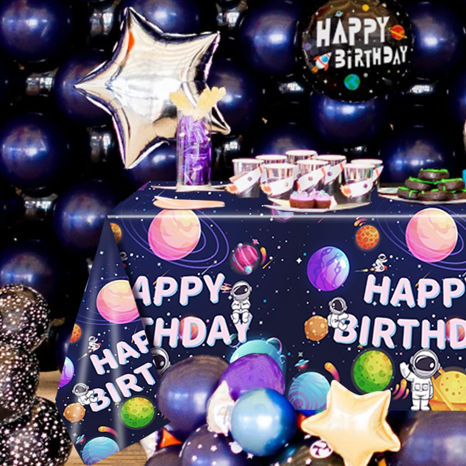 Amazon.com: FOTSHARER Space Tablecloth Plastic 54x108 Inches Disposable ...