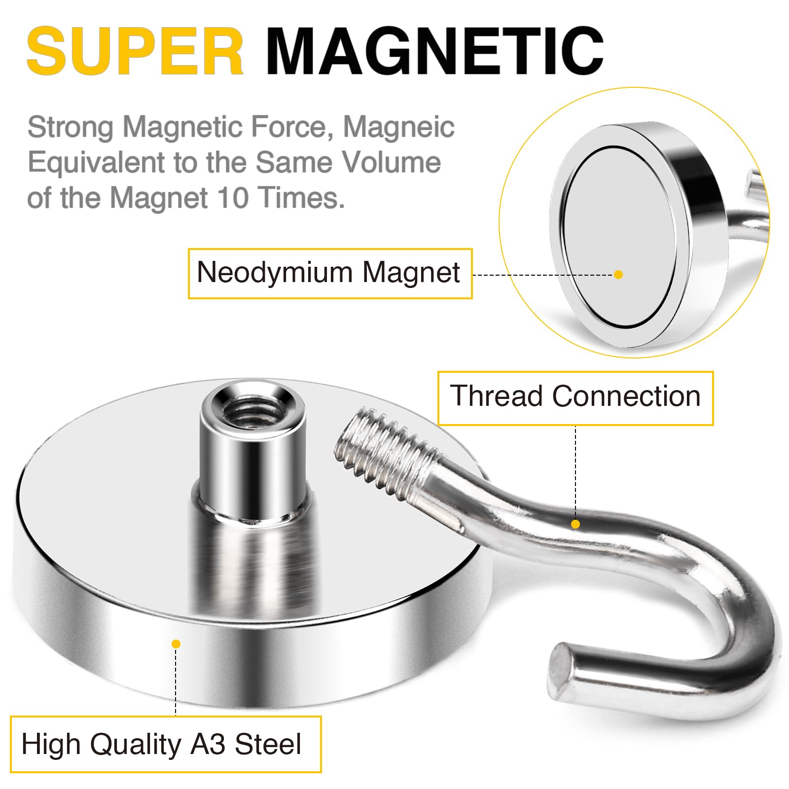 Snapklik.com : DIYMAG Magnetic Hooks, 150 LB Heavy Duty Strong Magnet