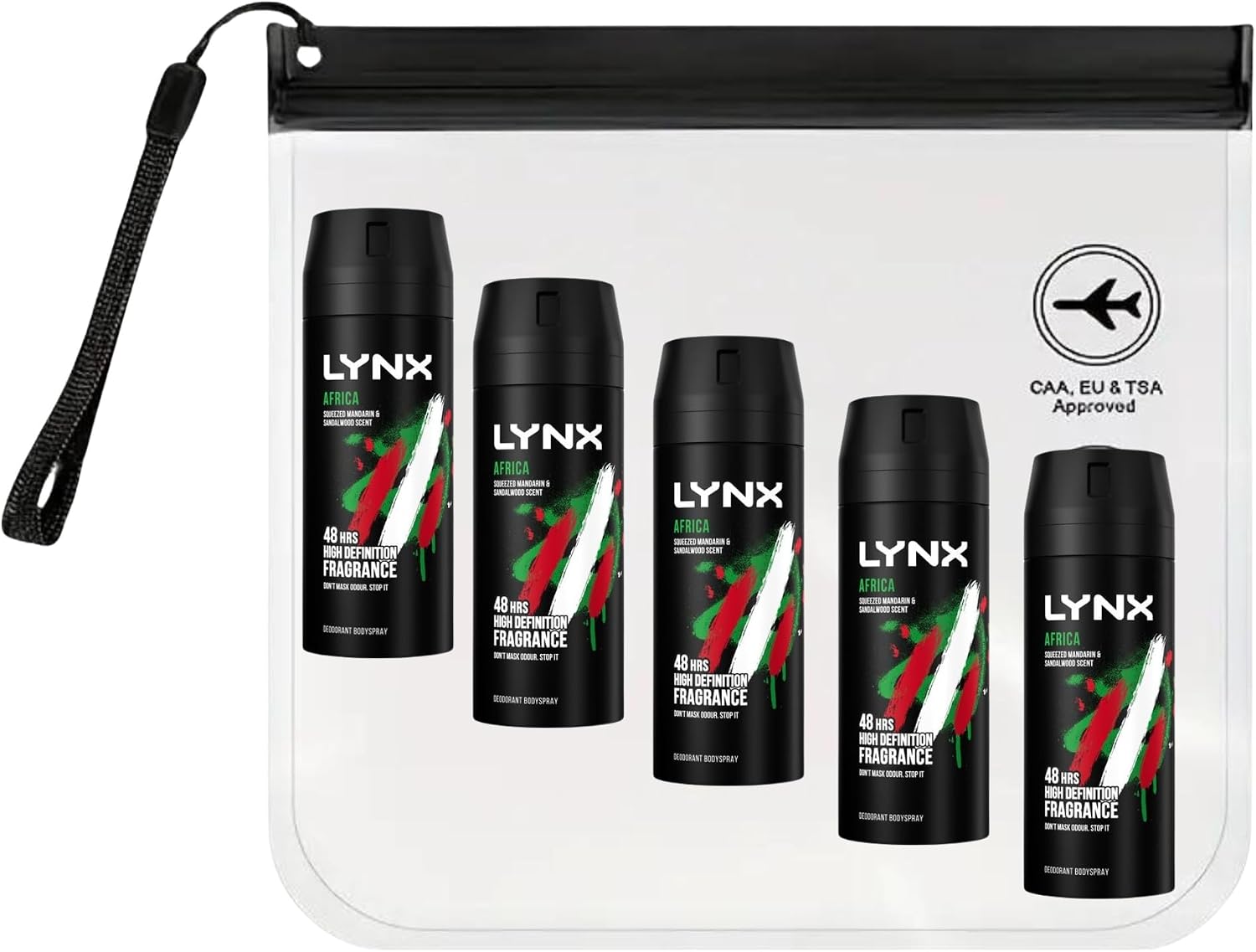 Travel Deodorant for Men Antiperspirant Bundle with 5 x Lynx Africa ...