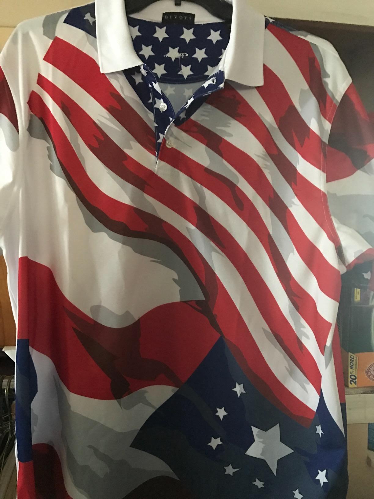 Amazon.com: Divots Men's Golf Shirt Patriotic American Flag Design ...