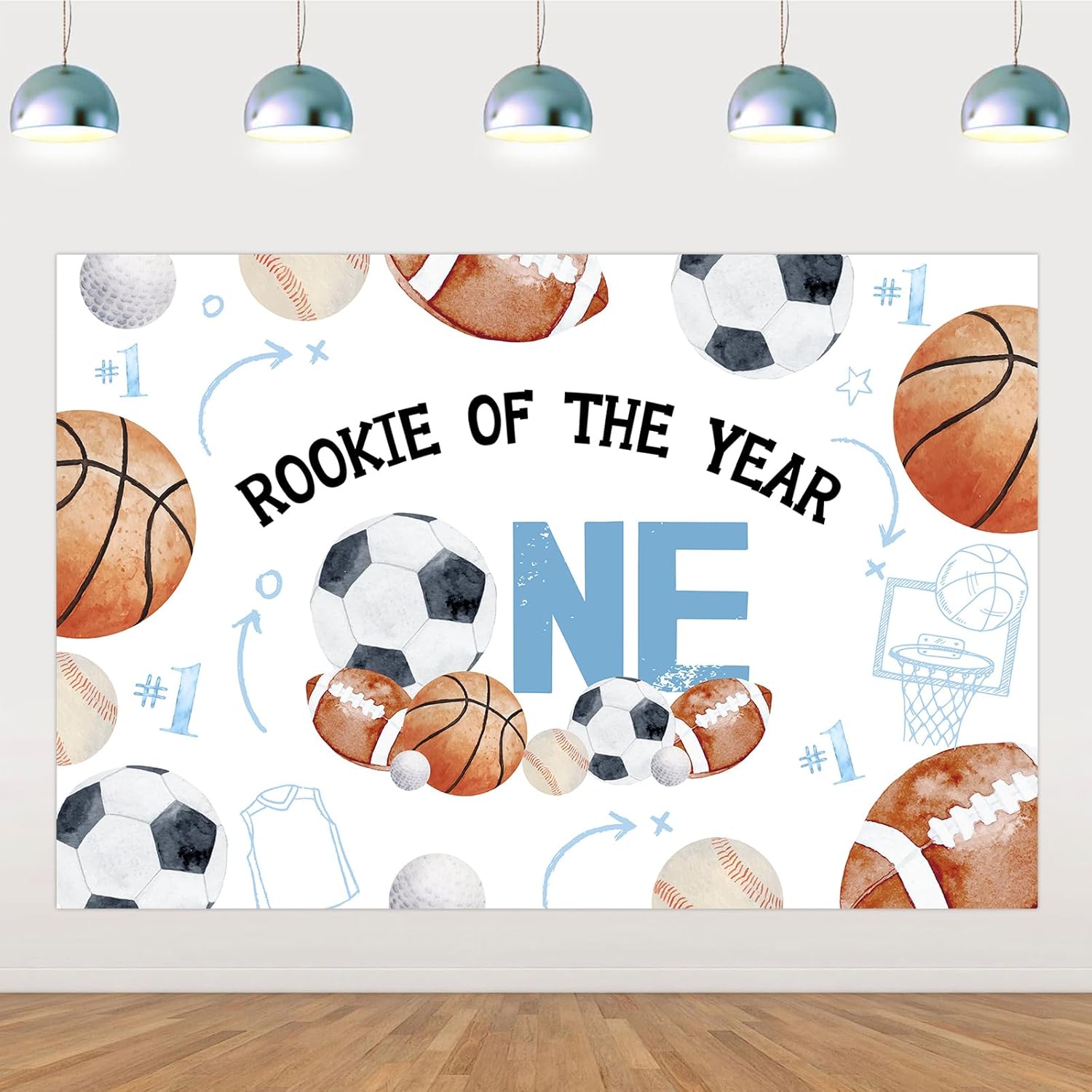 Amazon.com : Sports Birthday Backdrop for Boys Rookie of The Year First ...