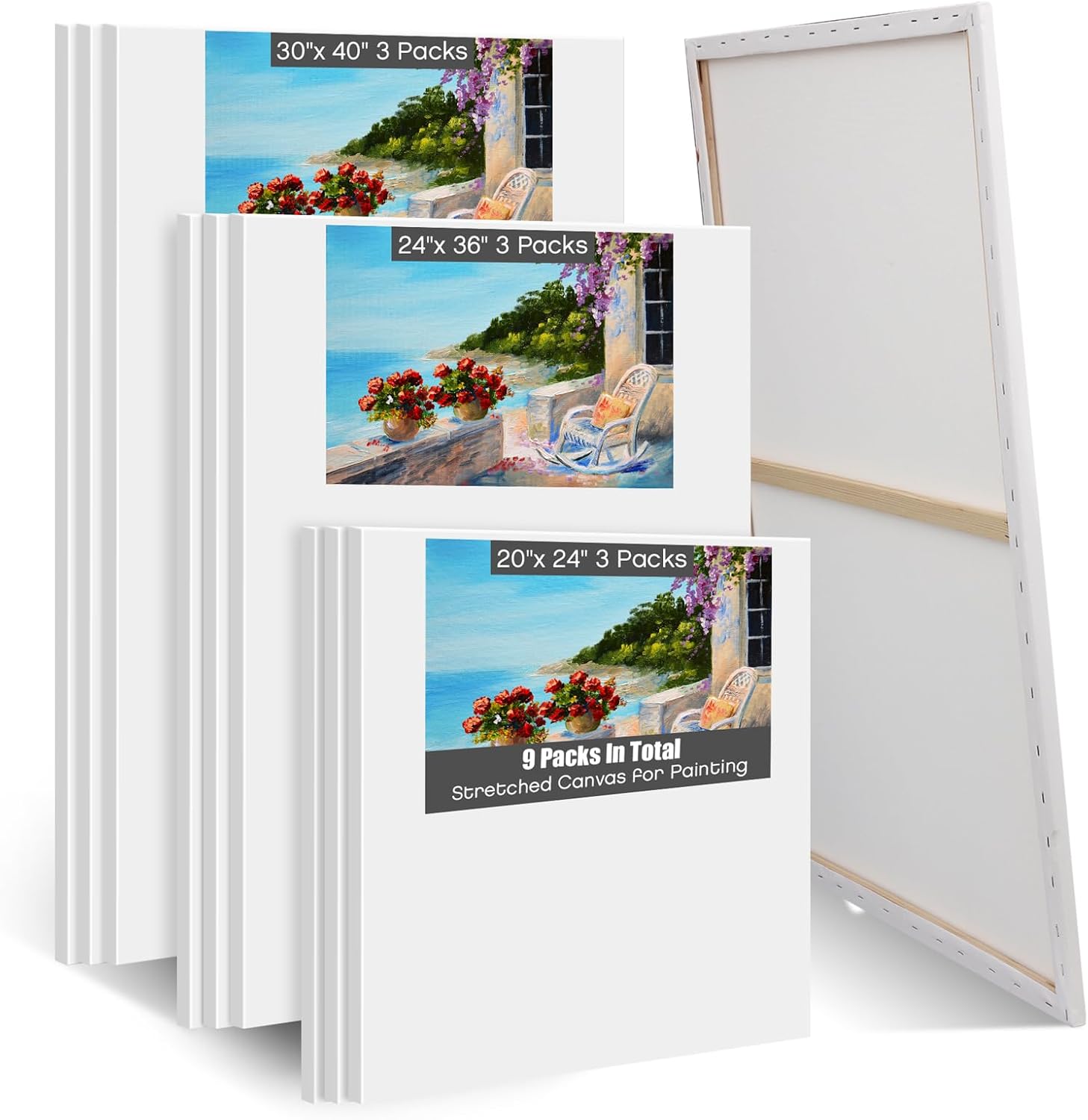 Amazon.com: Thyle 9 Pack Large Stretched Canvas for Painting 30 x 40 ...