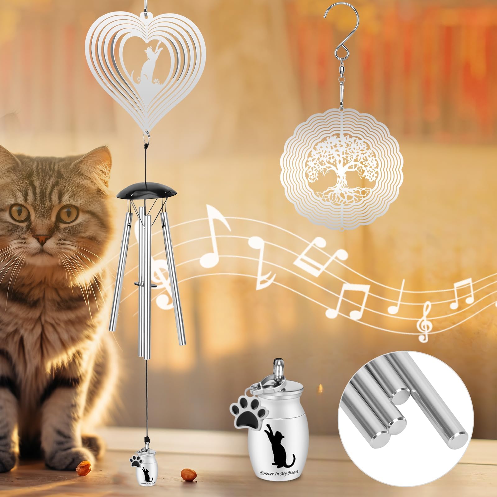 Amazon.com: Custom Pet Cat Memorial Suncatcher Wind Chime, Pet Loss ...