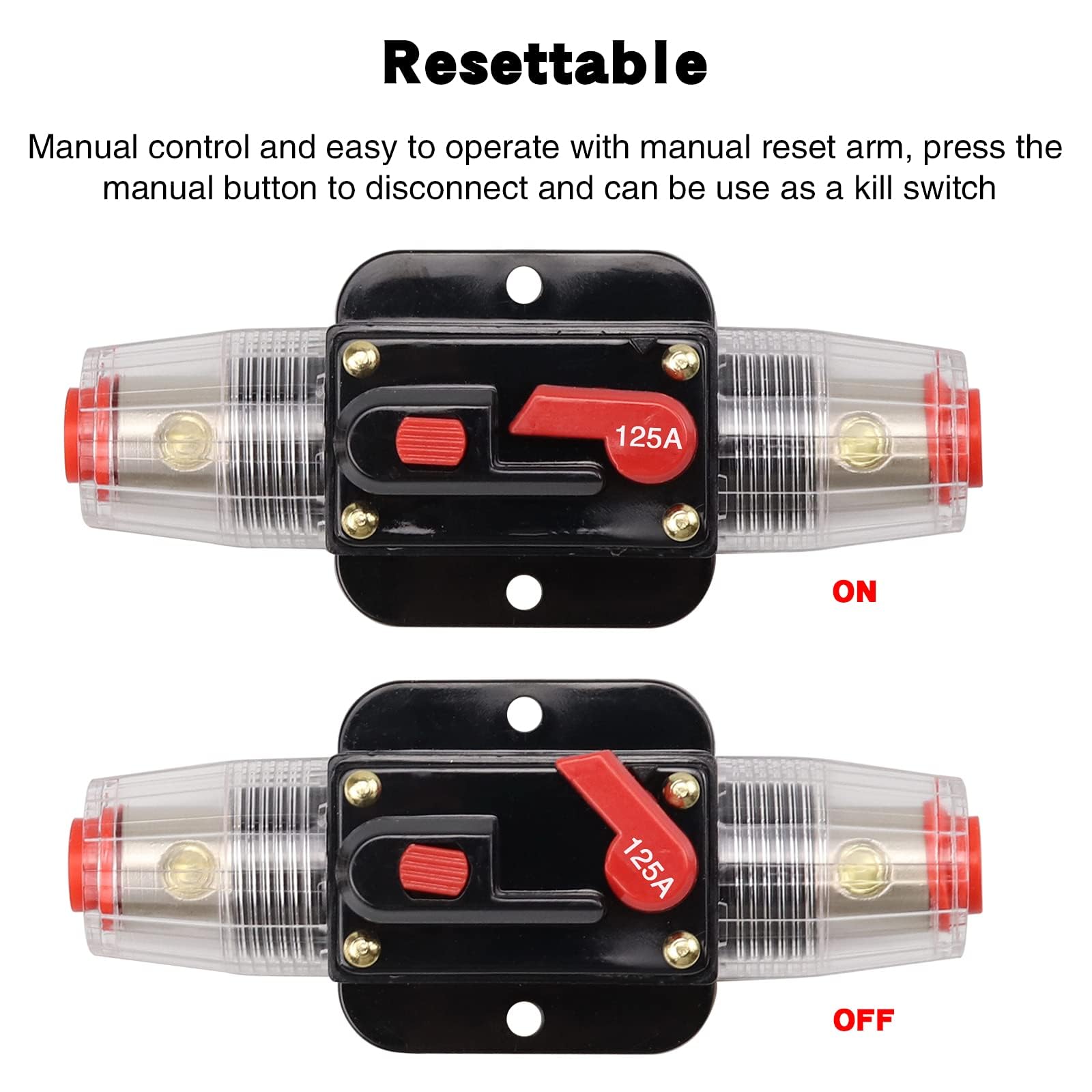 Snapklik.com : 12V-24V DC 125A Car Audio Inline Circuit Breaker Reset ...