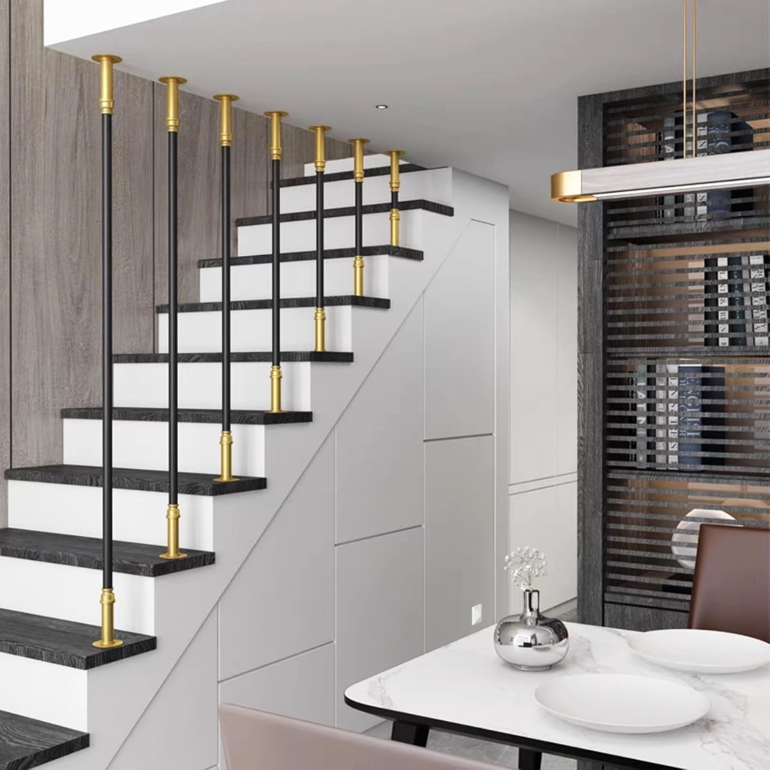 Wall Partition Columns Metal Slats Loft Attic Staircase Hand Rail ...