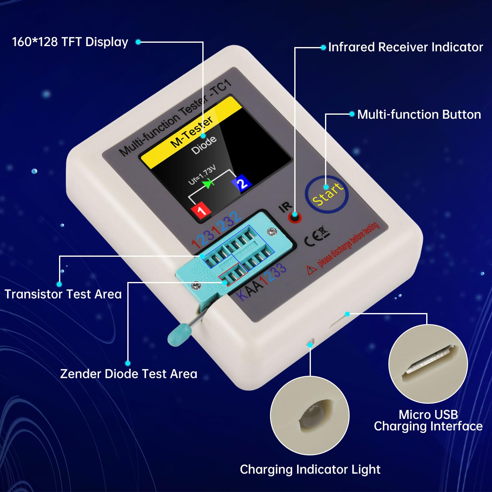 Snapklik.com : Transistor Tester FORIOT LCR Meter LCR-TC1 Multi ...