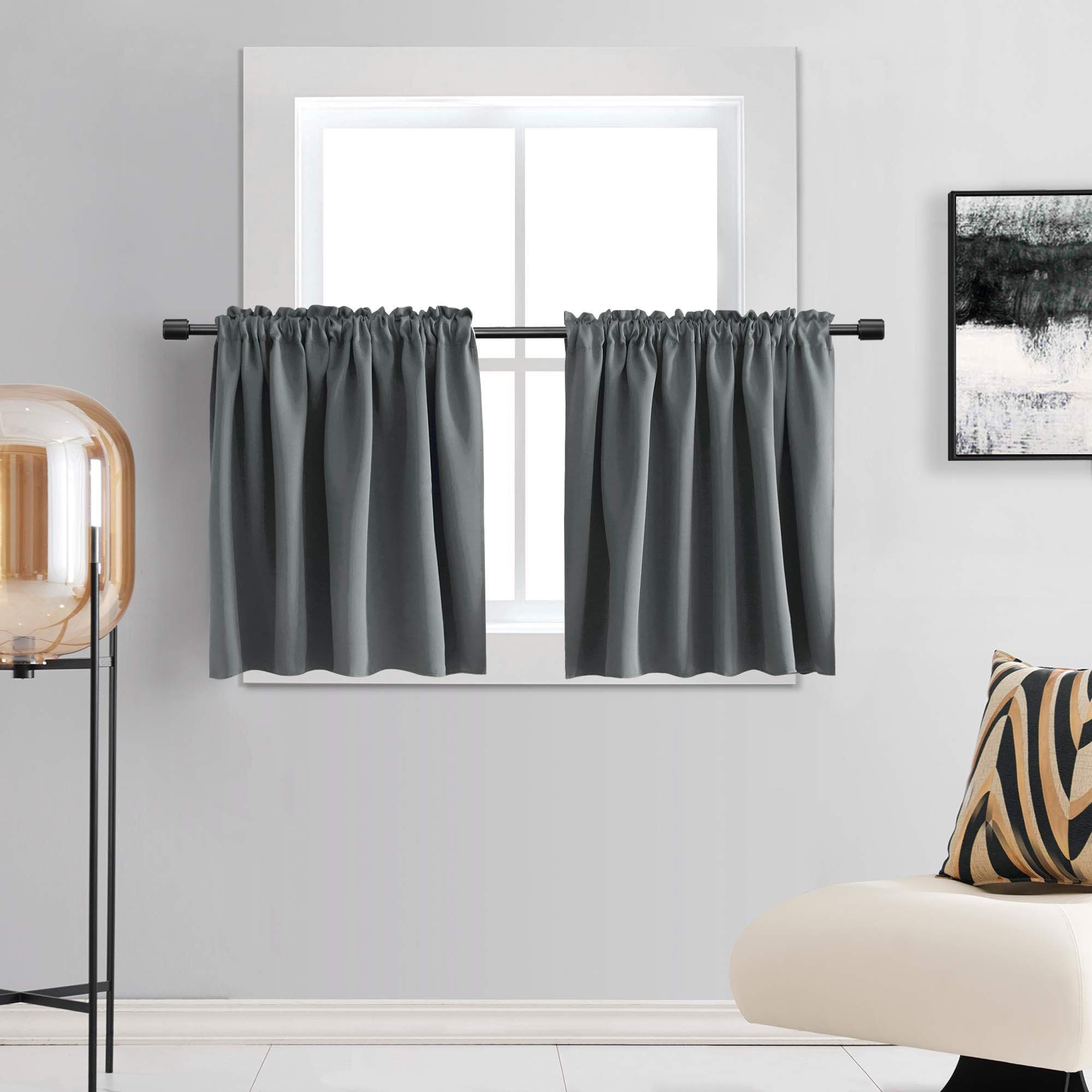 Amazon.com: Valea Home Waffle Weave Textured Half Window Tier Curtains ...