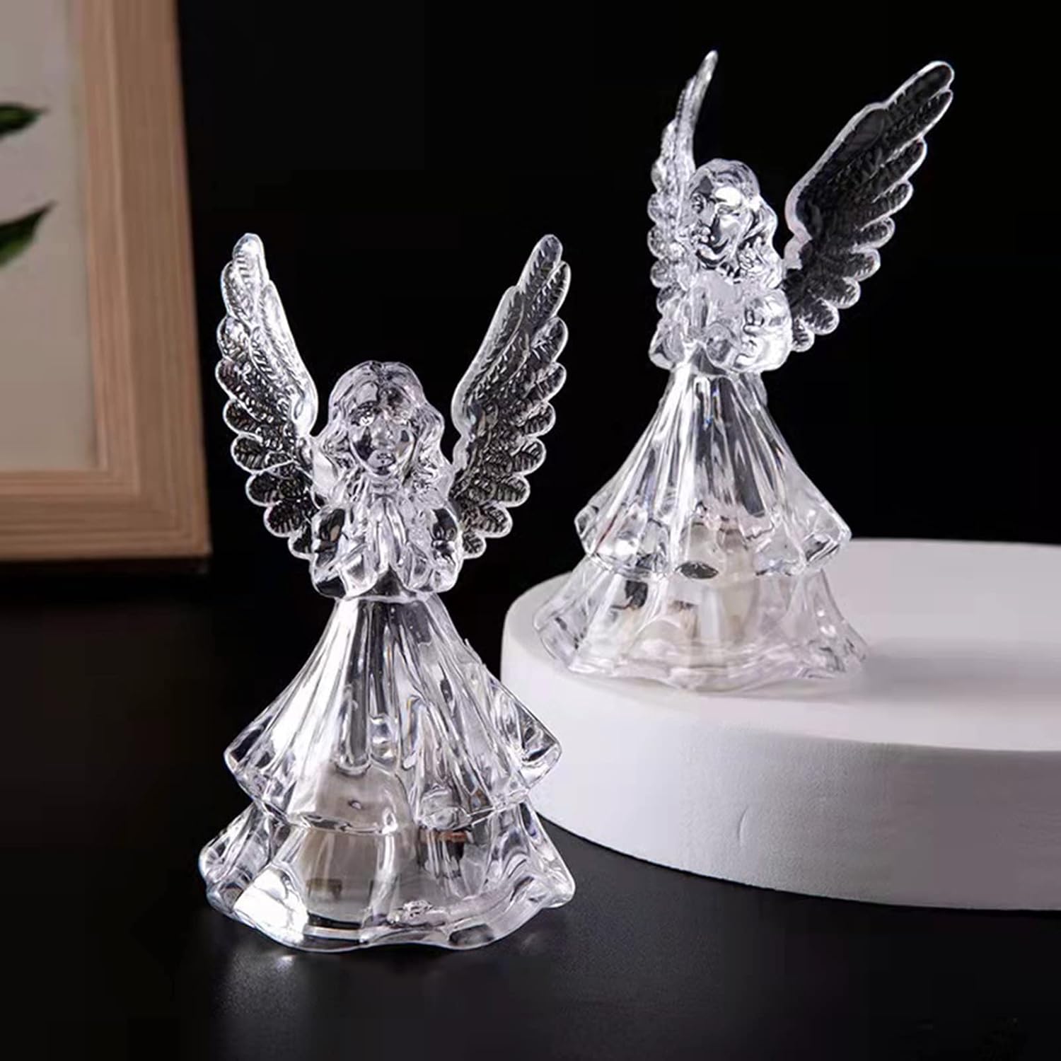 cdar Figuras de ángel iluminadas con LED estatuas de ángel de oración ...