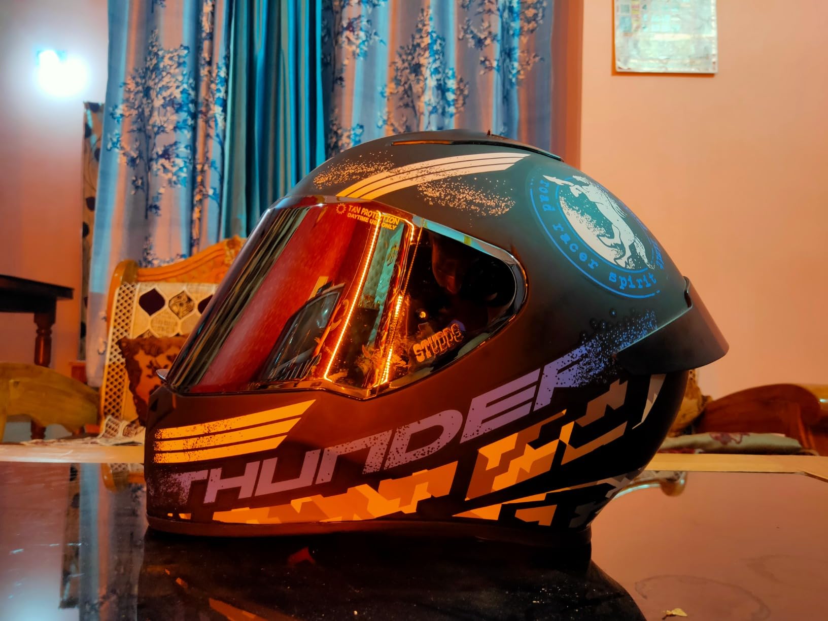 Studds Thunder Full Face Helmet D2 with Clear Visor (Matt Black N1, L ...