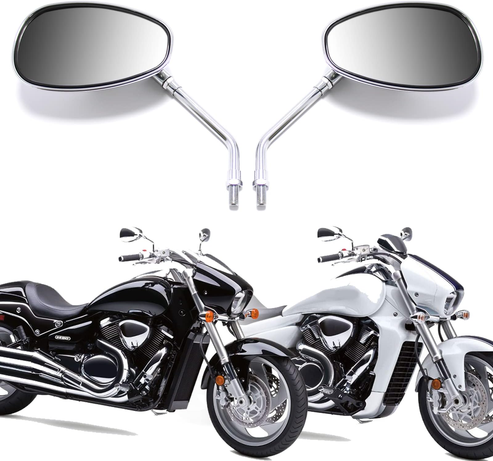Amazon.com: 10MM Chrome Motorcycle Handlebar Rearview Side Mirrors for ...