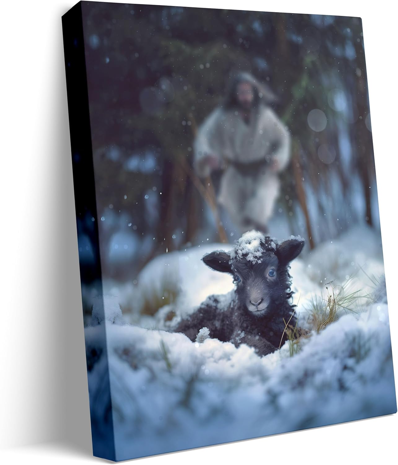 Amazon.com: Jesus and Lamb Canvas Wall Art Jesus Runs for the Lost ...