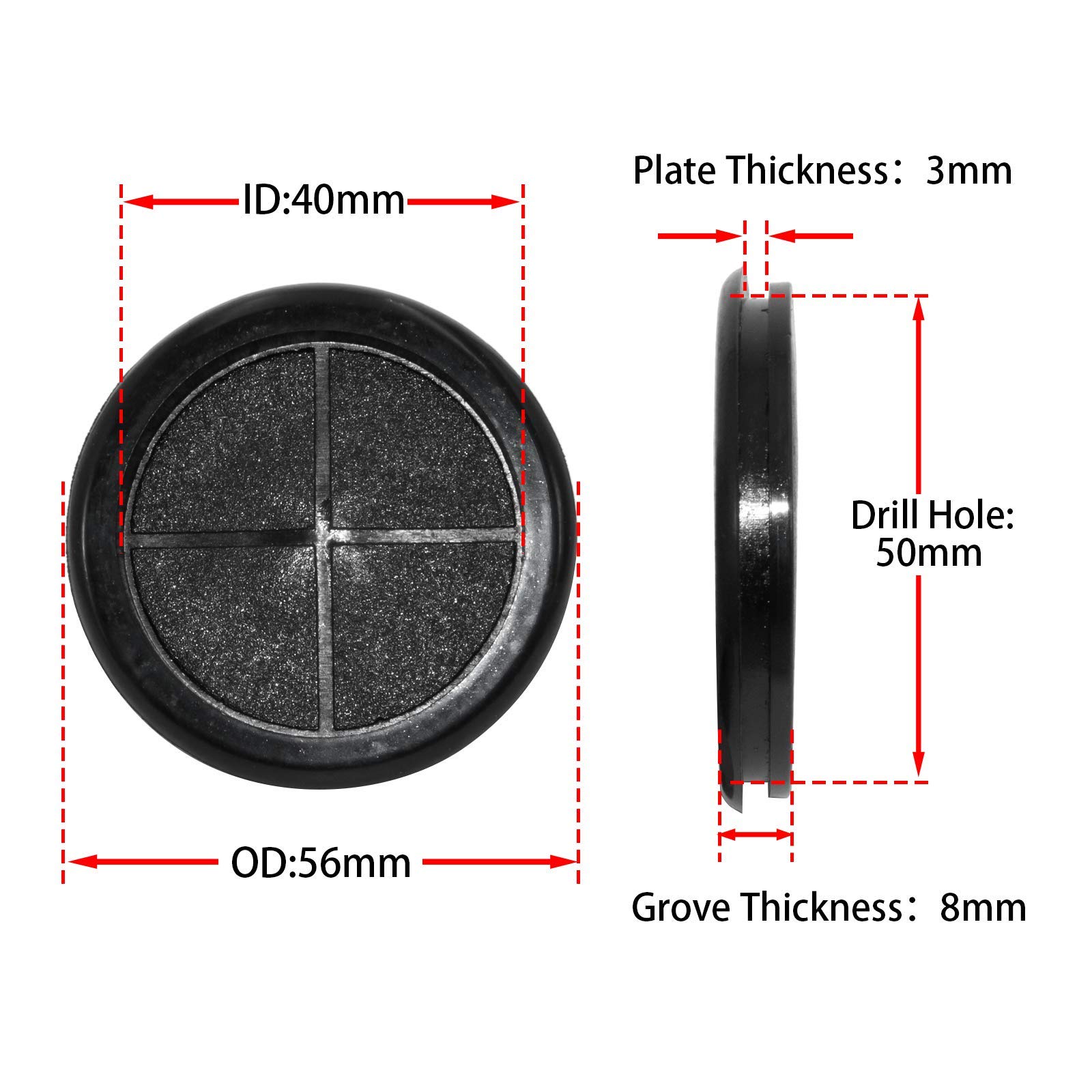 Snapklik.com : Black 50 Mm 2" Rubber Plug, 40 Mm 1-9/16" ID, One-Sided ...