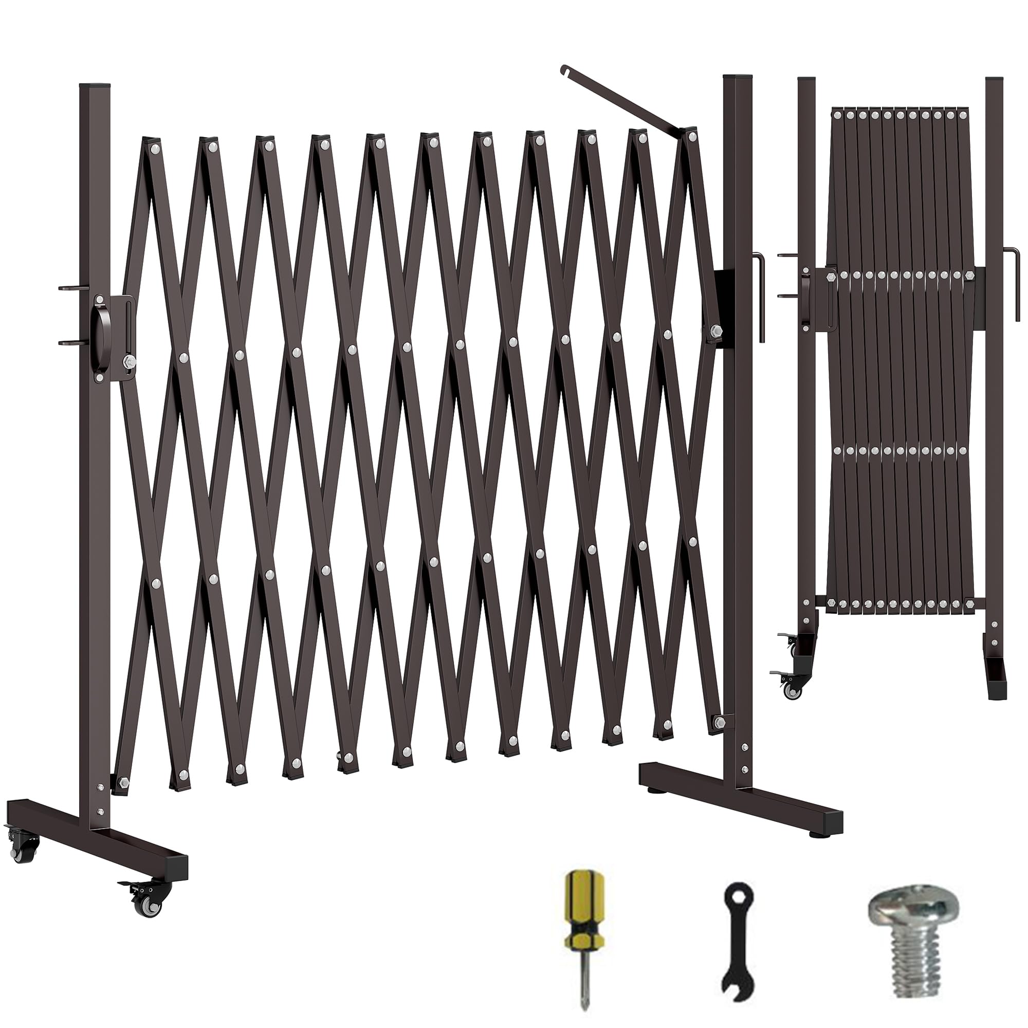 Folding Security Gate, 11 ft Aluminum Expandable Barricade Gate, 130" x ...