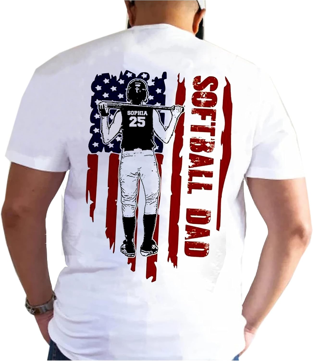 Amazon.com: Personalized Softball Player Flag Shirt, Custom Name And ...