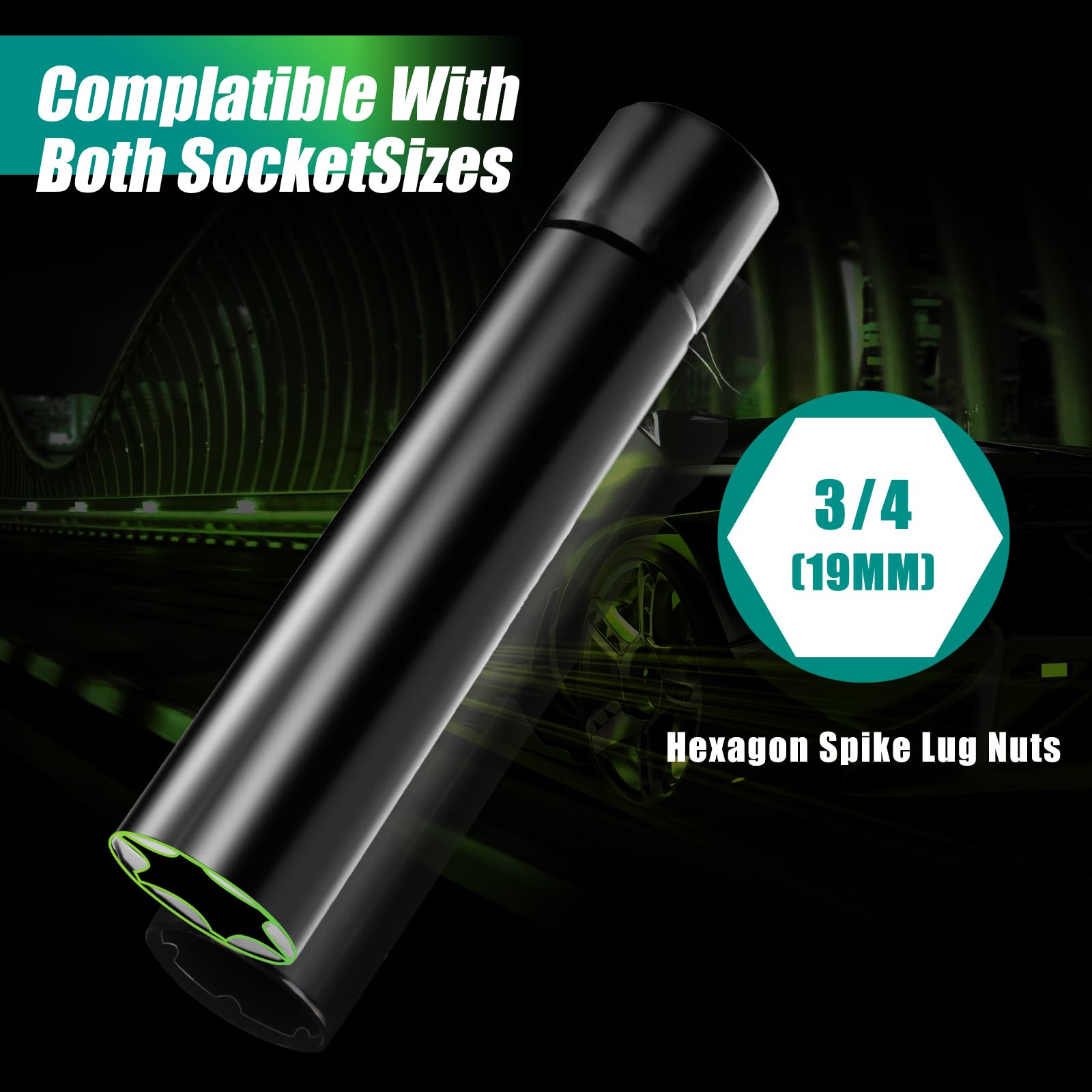 Snapklik.com : AUTOPTIM Black Spike Lug Nuts Socket Key - Replacement ...