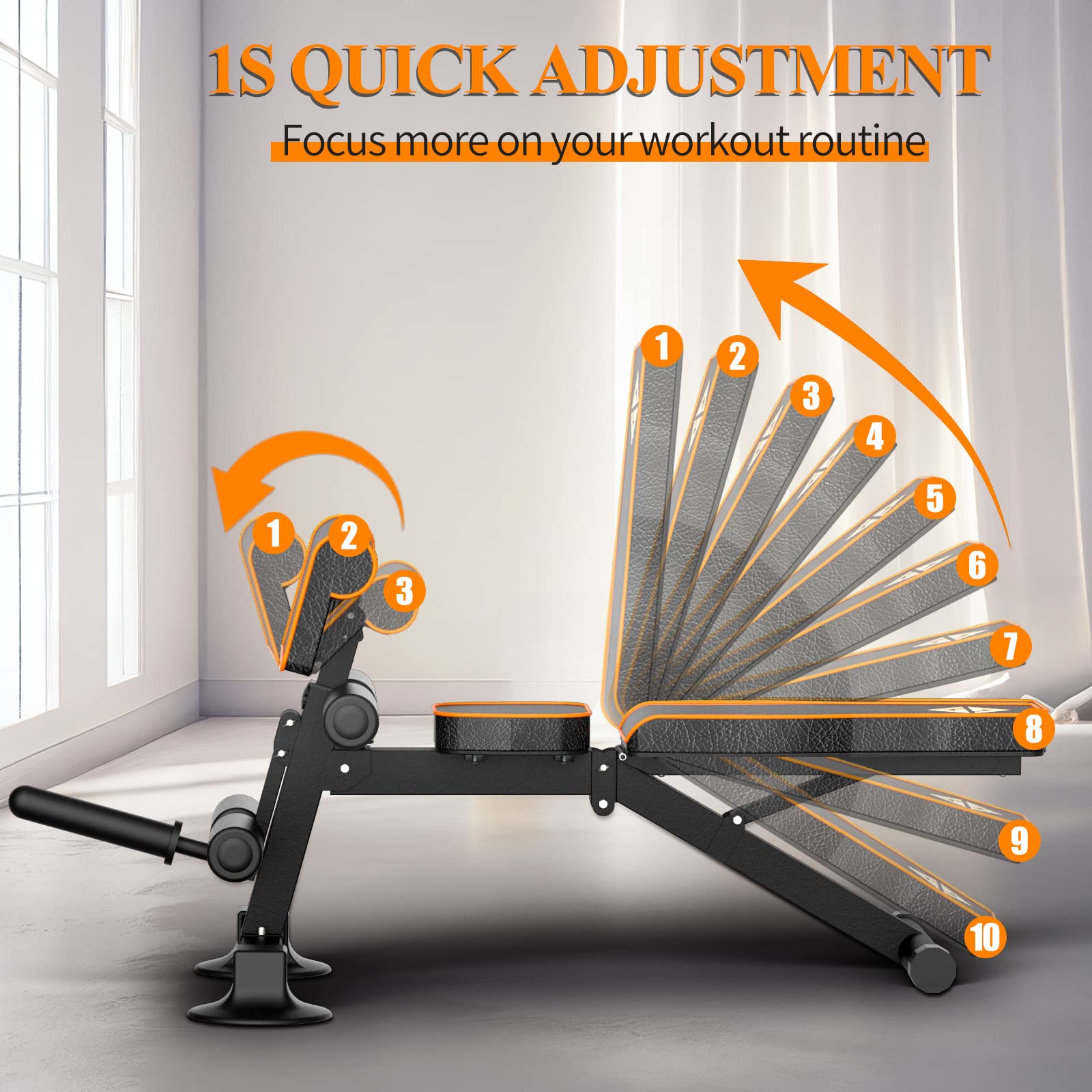 Z ZHICHI Adjustable Weight Bench multi-function Workout Bench for Home ...