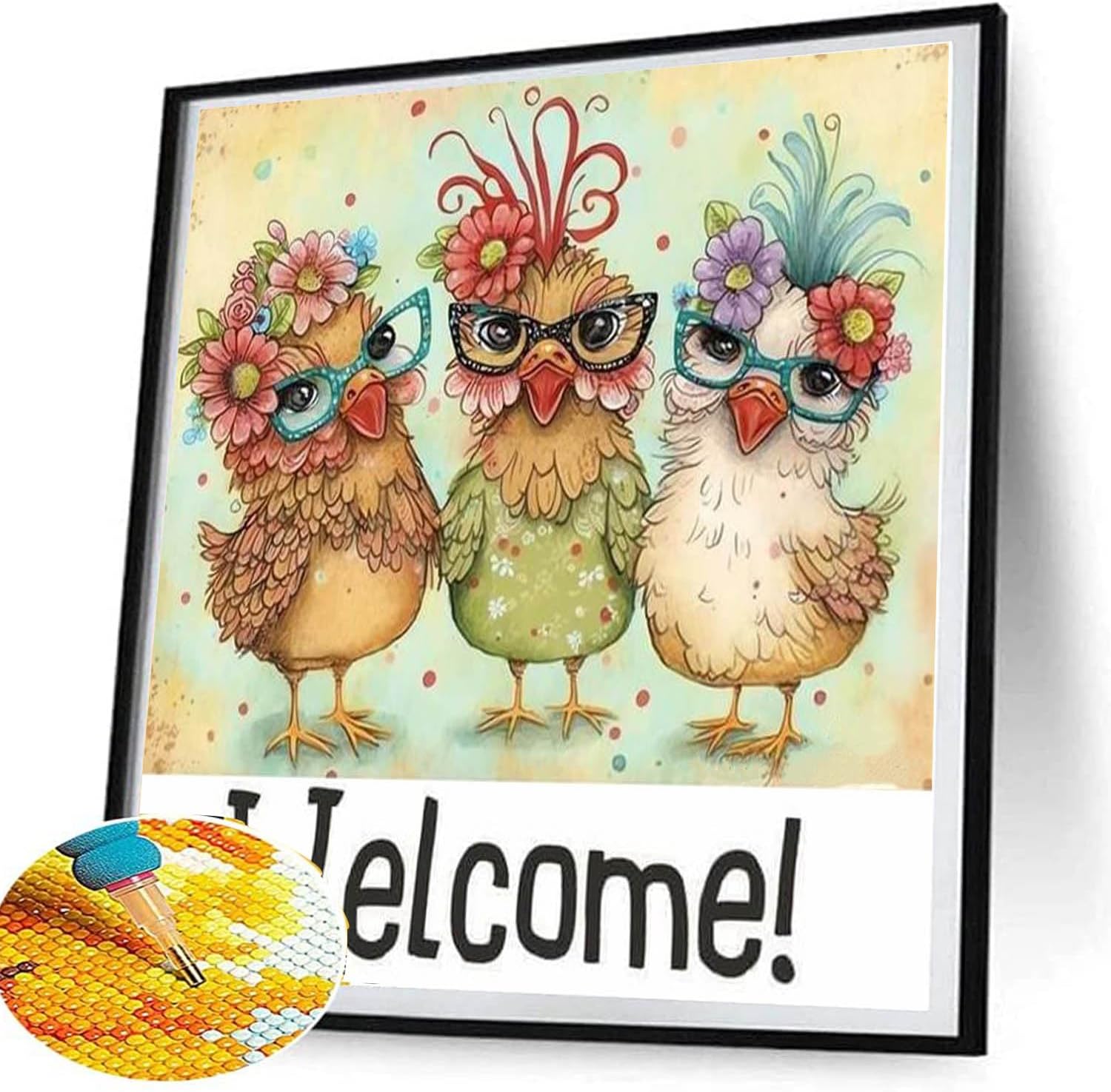 Amazon.com: Chicken Diamond Art Kits for Adults, Round Full Drill ...