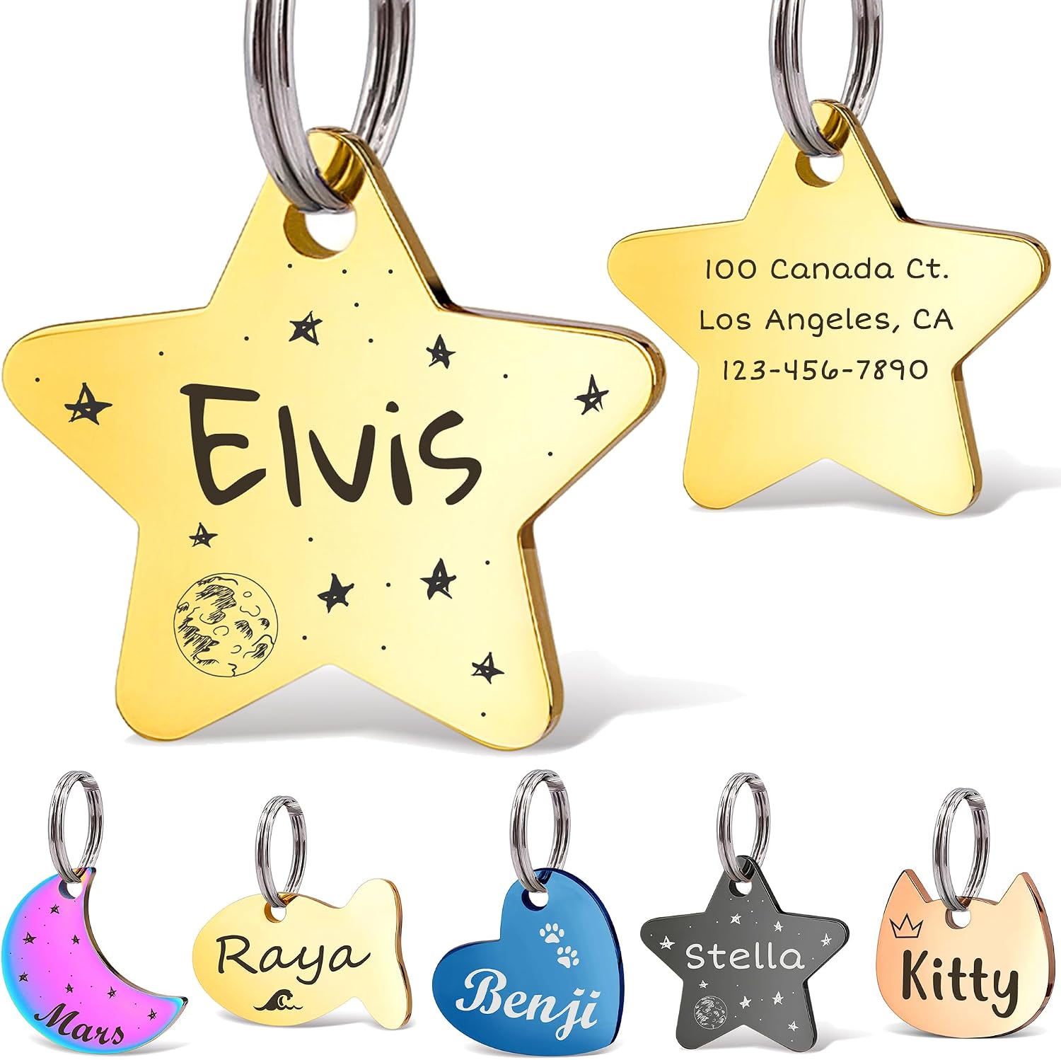 Amazon.com: Anavia Small Size Dog Cat ID Tags, Small/XS Personalized ...