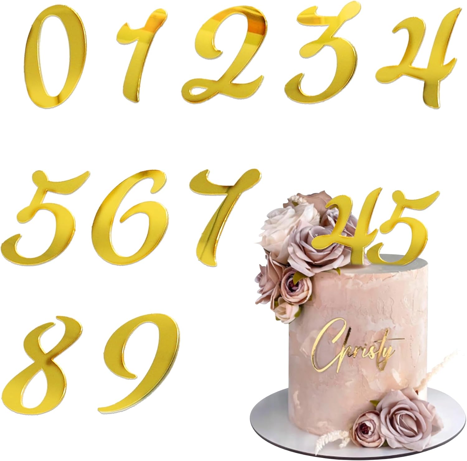 Amazon.com: Acrylic Number Cake Topper DIY Cupcake Toppers with 0-9 ...