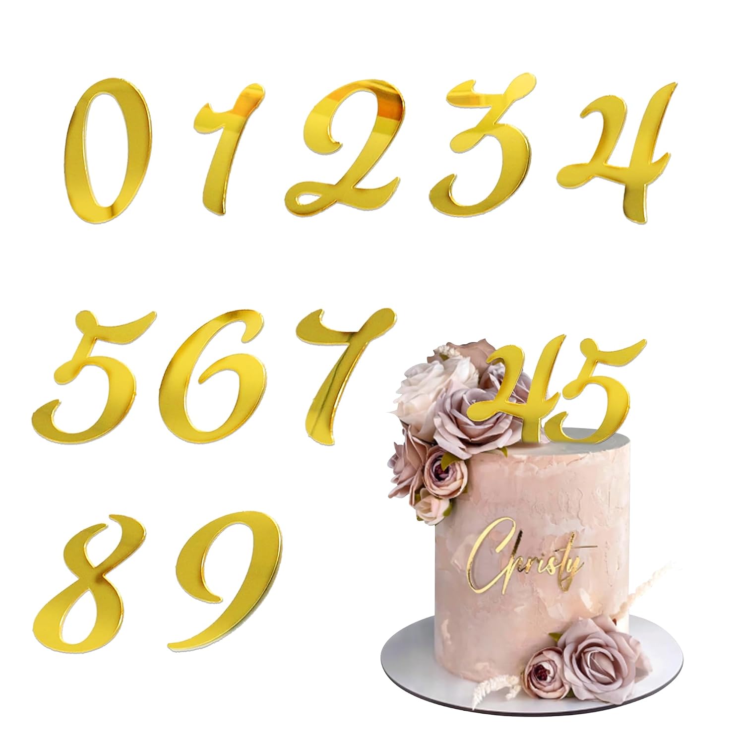 Acrylic Number Cake Topper DIY Cupcake Toppers with 0-9 Numbers Letter ...