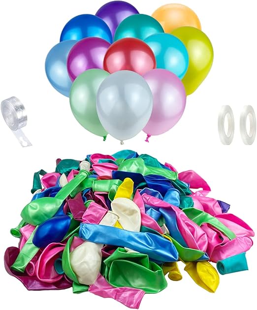 Luftballon, 200 Stück 25-28cm Bunte Luftballons, 12 Farben Helium Ballons, Helium Luftballons ...