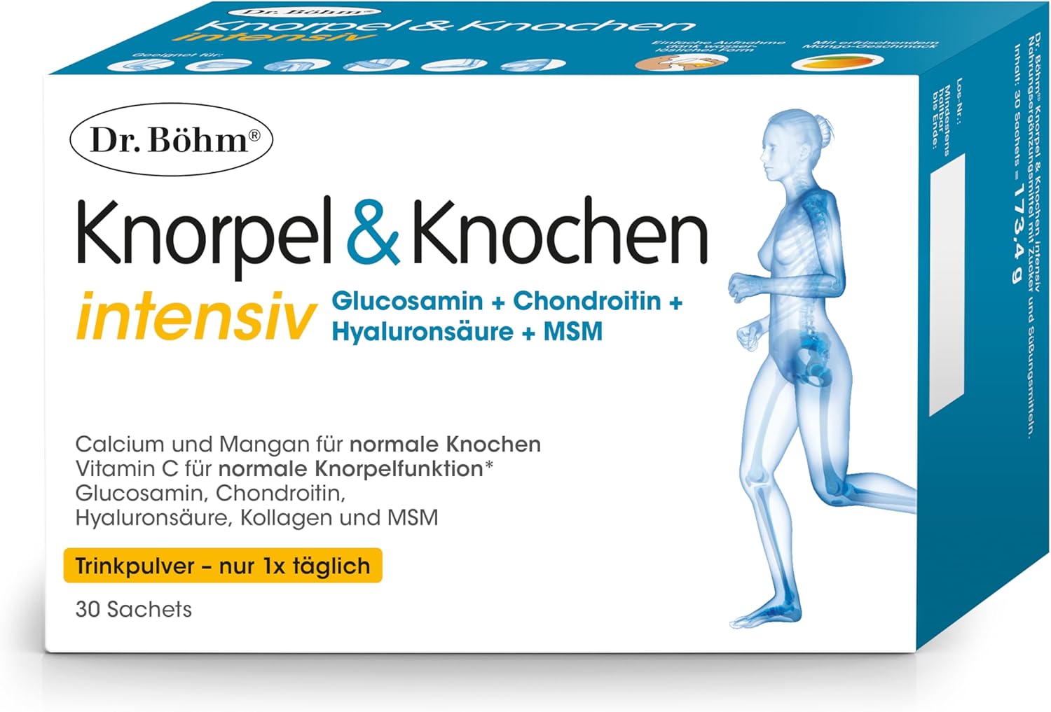 Dr. Böhm Knorpel & Knochen intensiv: Für Gelenke, Knochen, Knorpel & Bandscheiben, Trinkpulver ...
