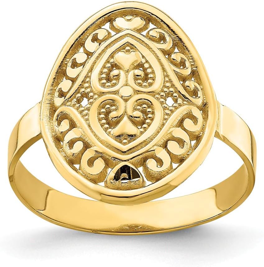 Amazon.com: FB JEWELS 14K Yellow Gold OVAL SHIELD with DOUBLE HEARTS ...