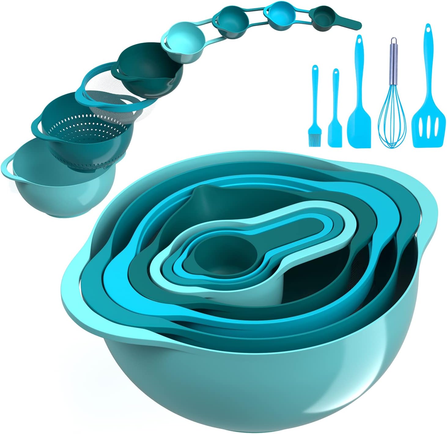Amazon.com: 10-Piece Nesting Mixing Bowls & Measuring Cups Set w/ Sieve ...