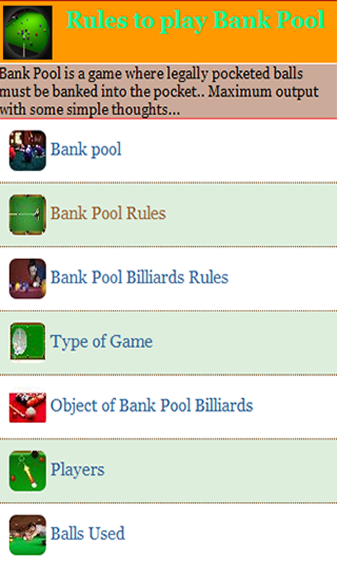 Rules to play Bank Pool Game - App on Amazon Appstore