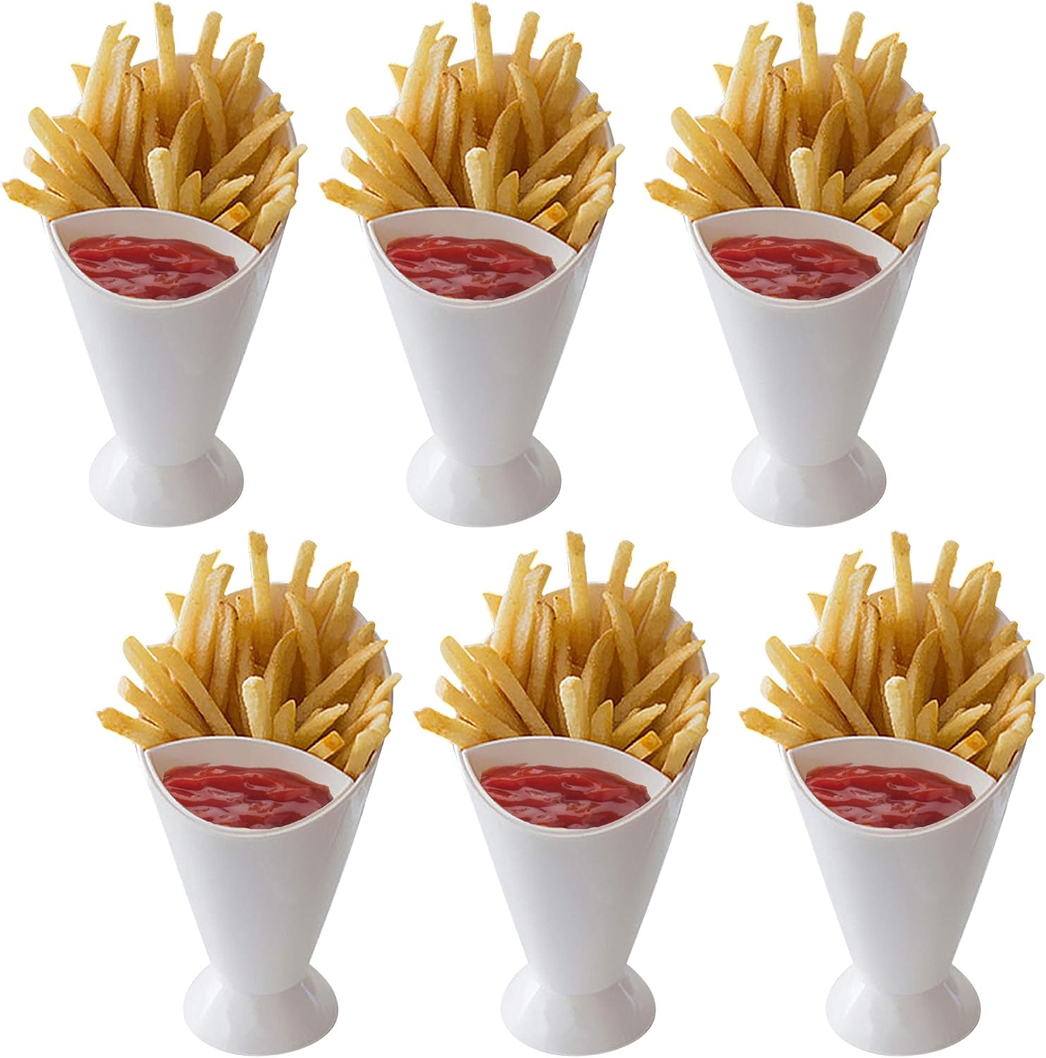 6 X Dipper Cone Fries DIP Fry Sauce Snack Holder Food Party Bowl ...
