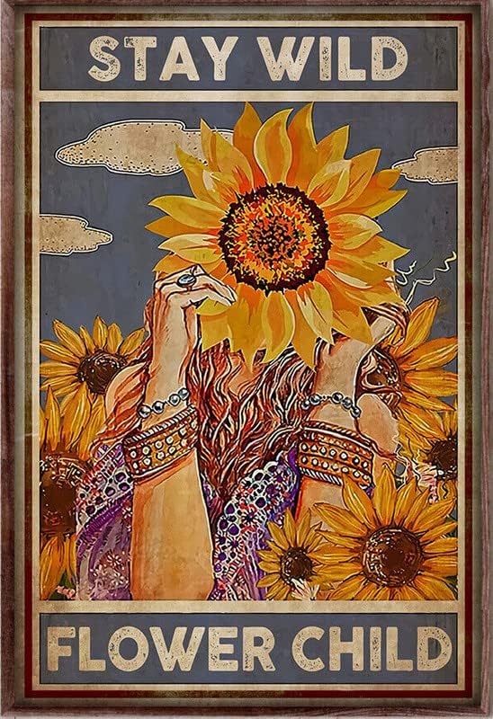 Amazon.com: Funny Metal Tin Sign Hippie Stay Wild Flower Child ...