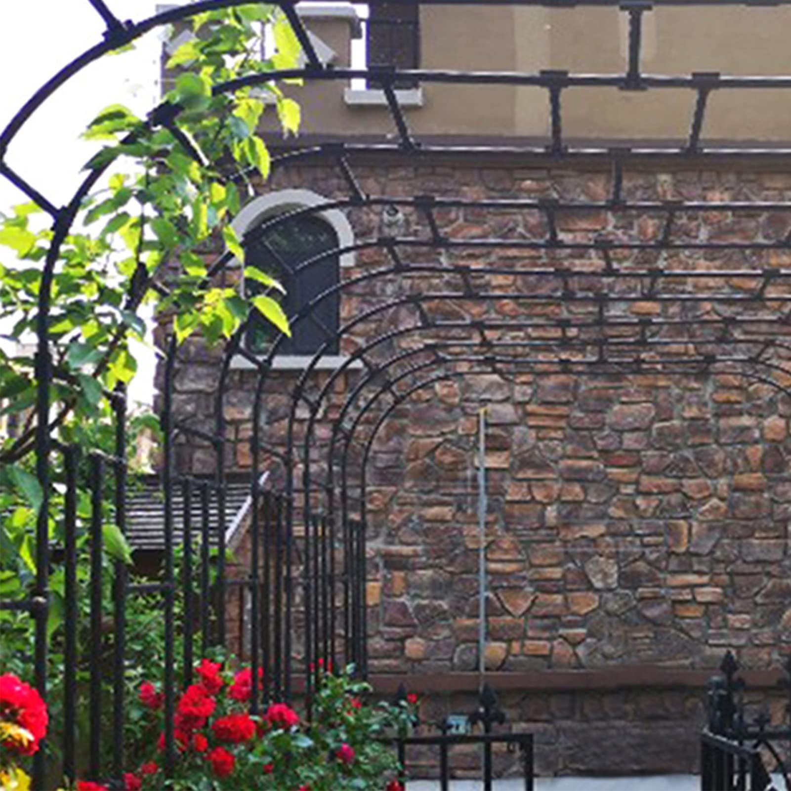 Garden Arch Half Arch Rose Arbor Trellis With Base - 7.2ft Wide X 7.9ft ...