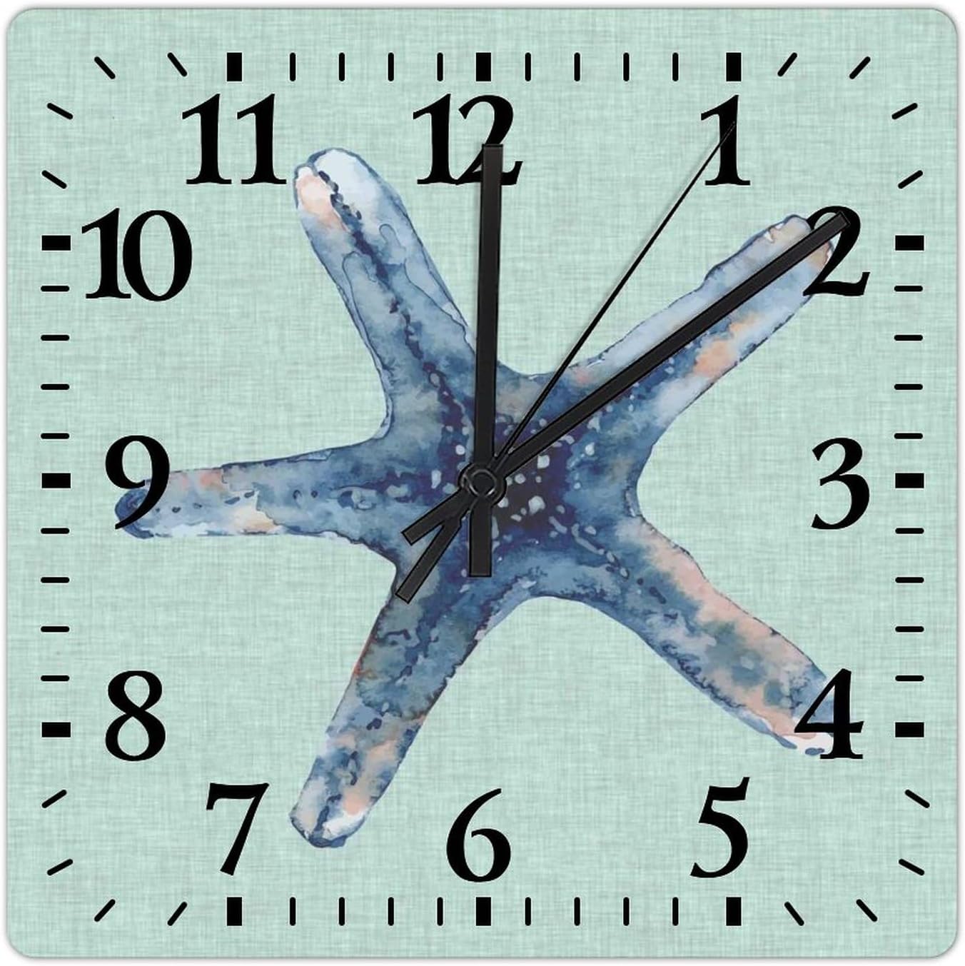 Amazon.com: COCOKEN Starfish Wall Clock Beach Scene Ocean Theme Square ...