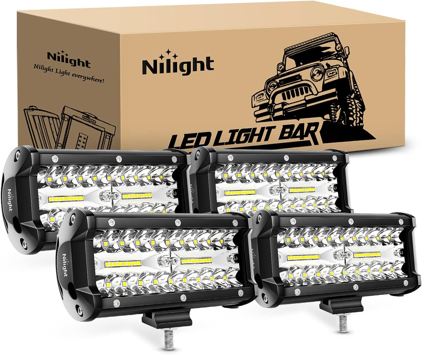 Amazon.com: Turboo LED Pods, 4 Inch 60W LED Light Bar, 12000LM Spot ...