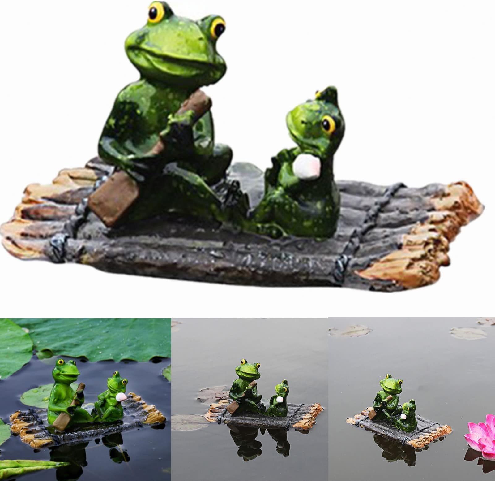 Amazon.com: Befunu Water Floating Frog Ornament Figurine Statue Craft ...