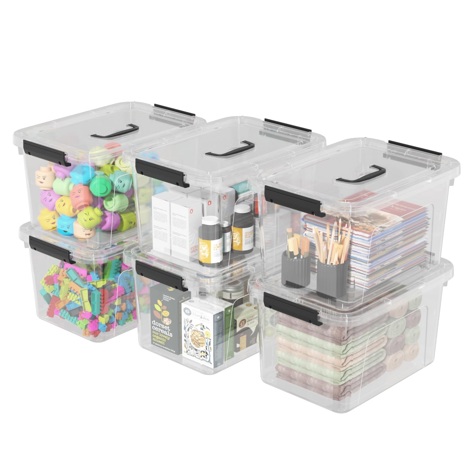 Amazon.com: Bblina 12 Quarts Clear Tote Boxes, Plastic Storage Bins ...