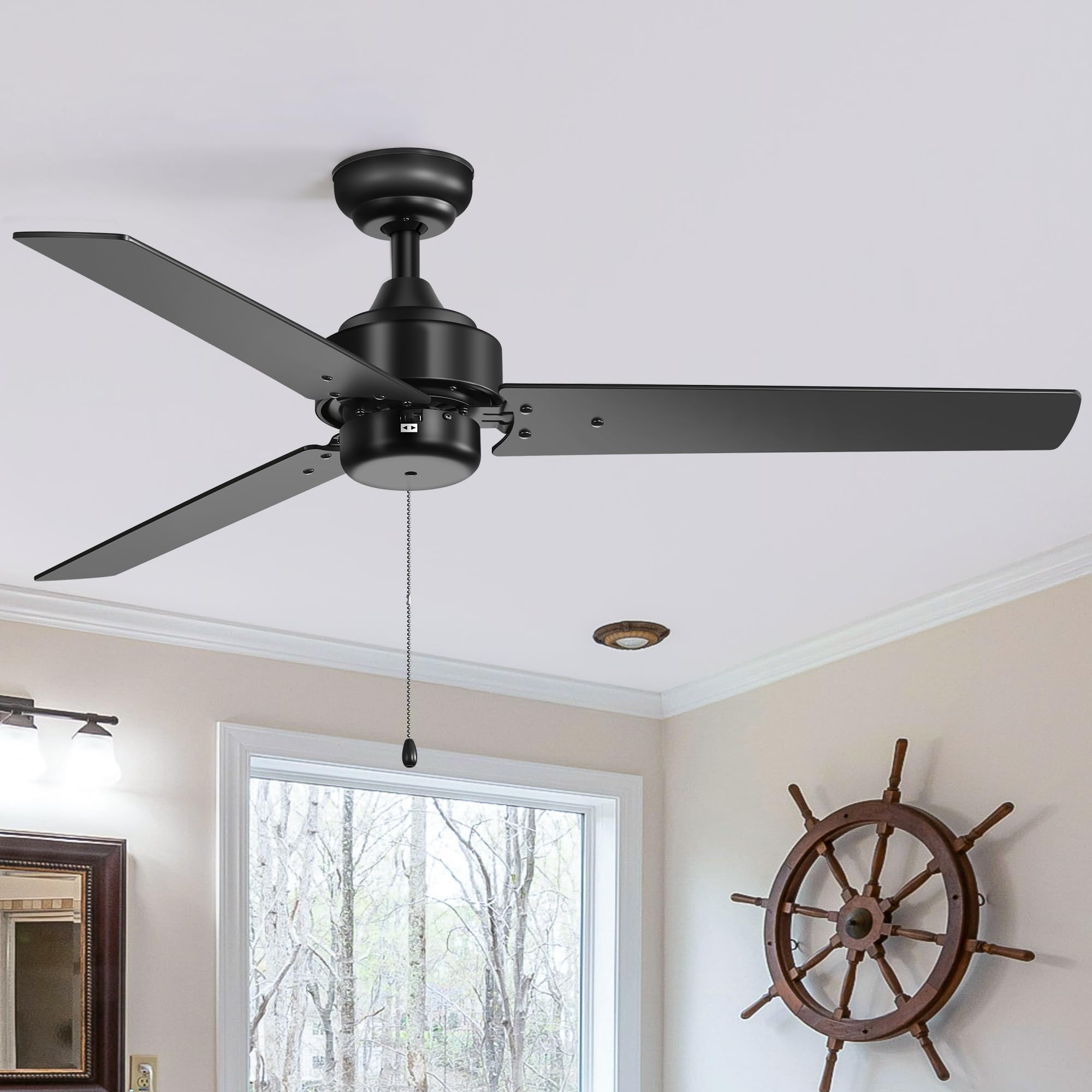 Breezary Ceiling Fans Without Light Pull Chain, 3-Blade, Quiet ...