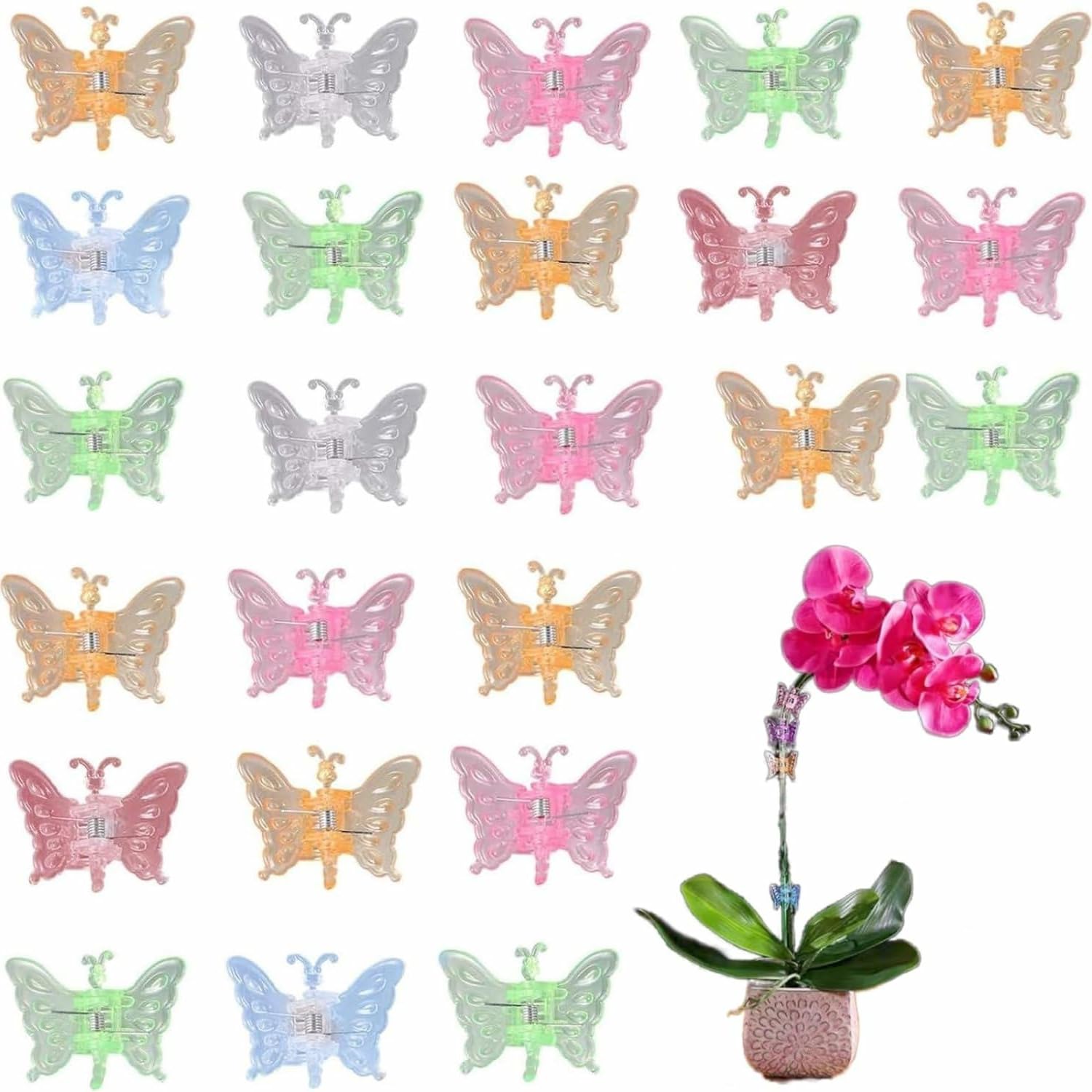 Amazon.com : LSTCPGLAI 30 Pieces Butterfly Orchid Clips Plastic Clips ...
