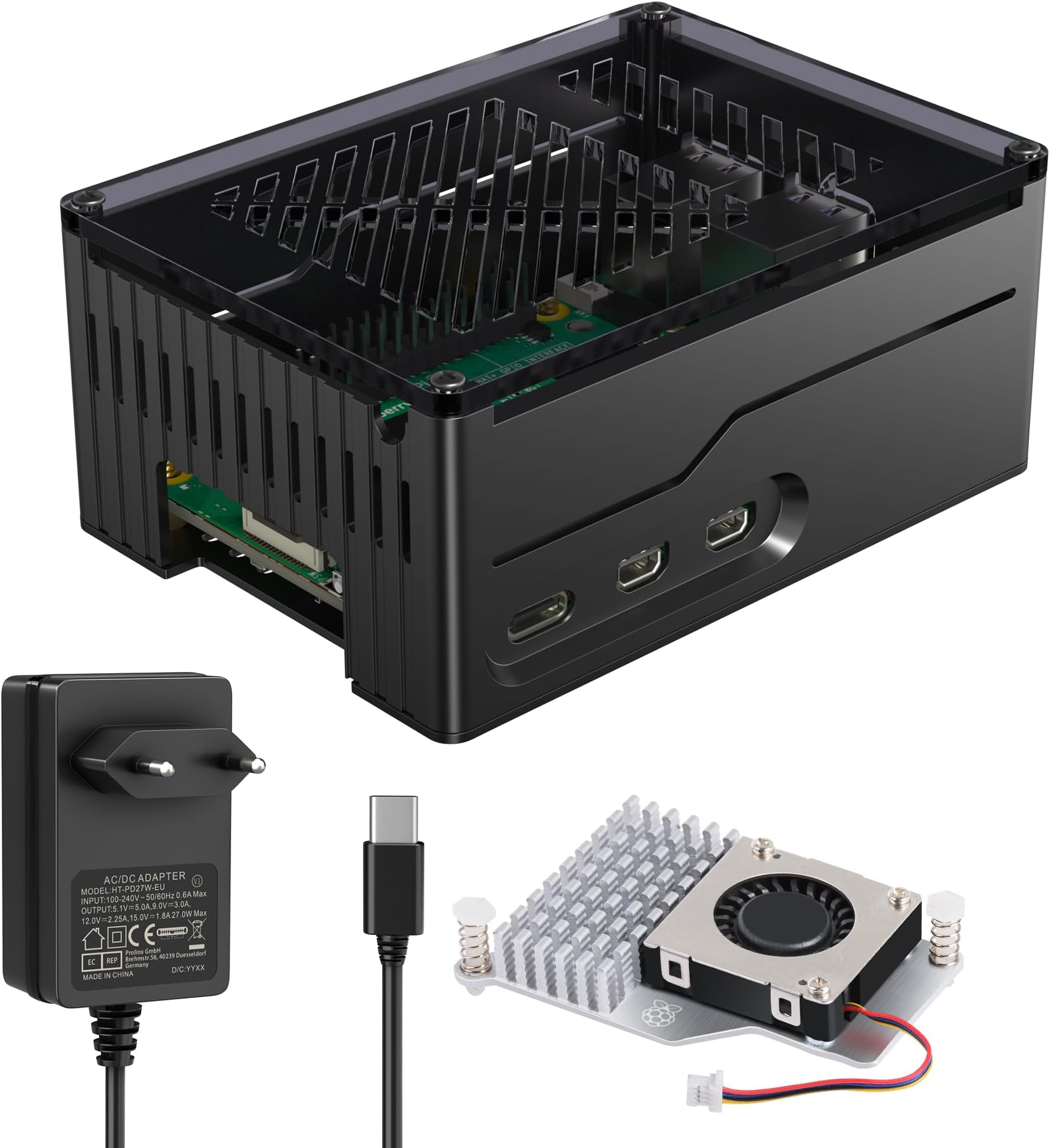 GeeekPi Raspberry Pi 5 Aluminiumgehäuse mit Official Active Cooler ...